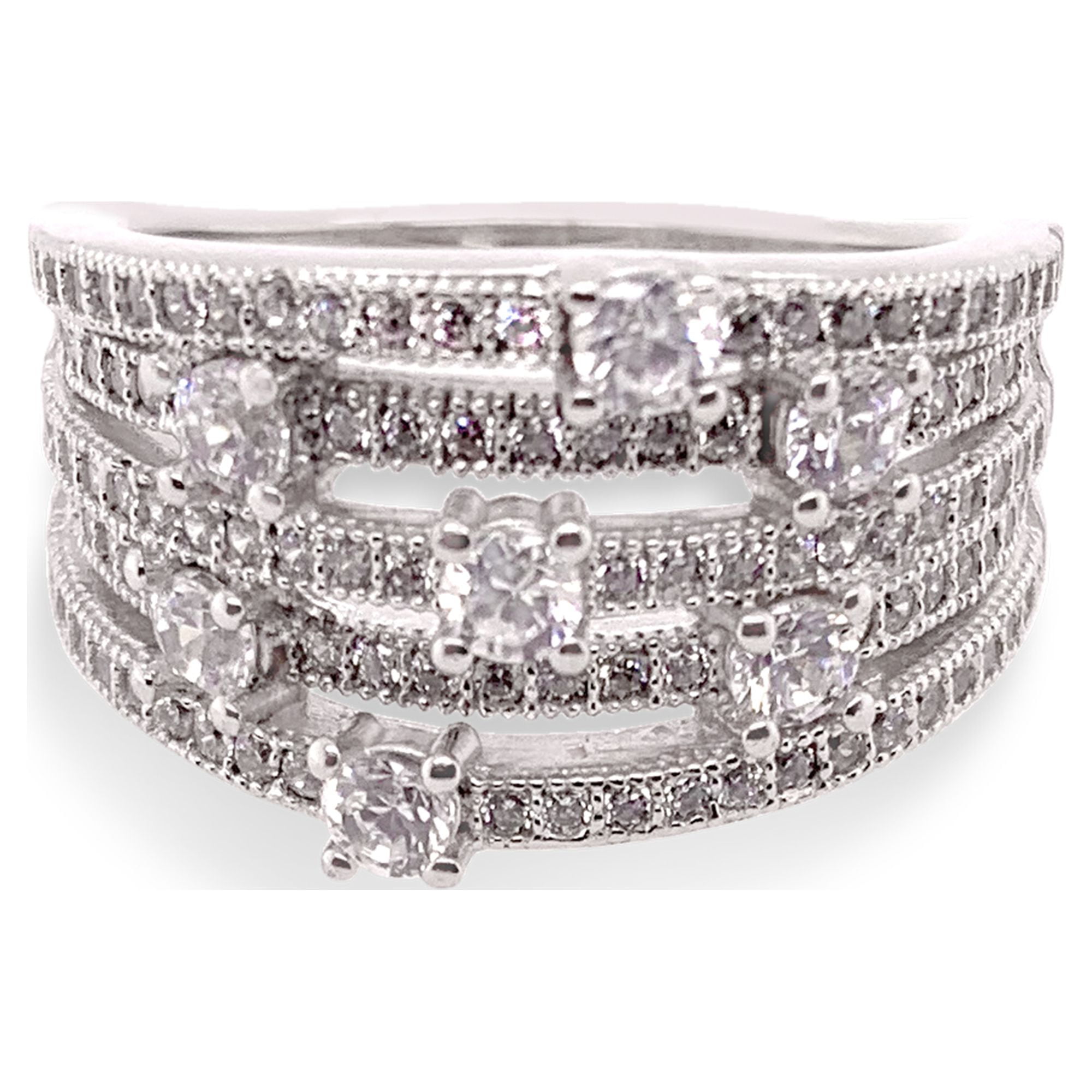 Glitz Design Shooting Star Constellation Style Ring White Rhodium ...