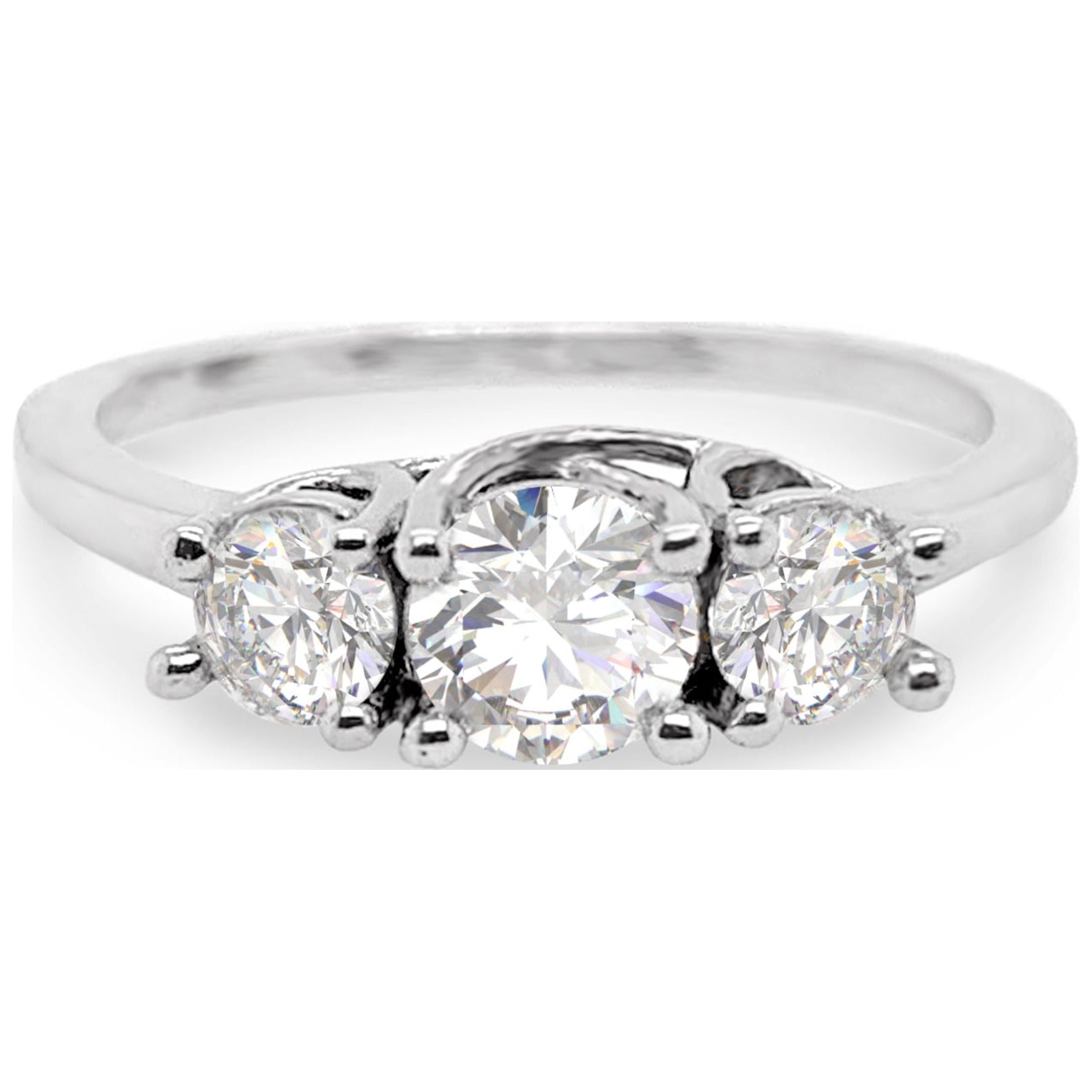 Glitz Design Three Stone Anniversary Ring for Women White Gold Finish ...