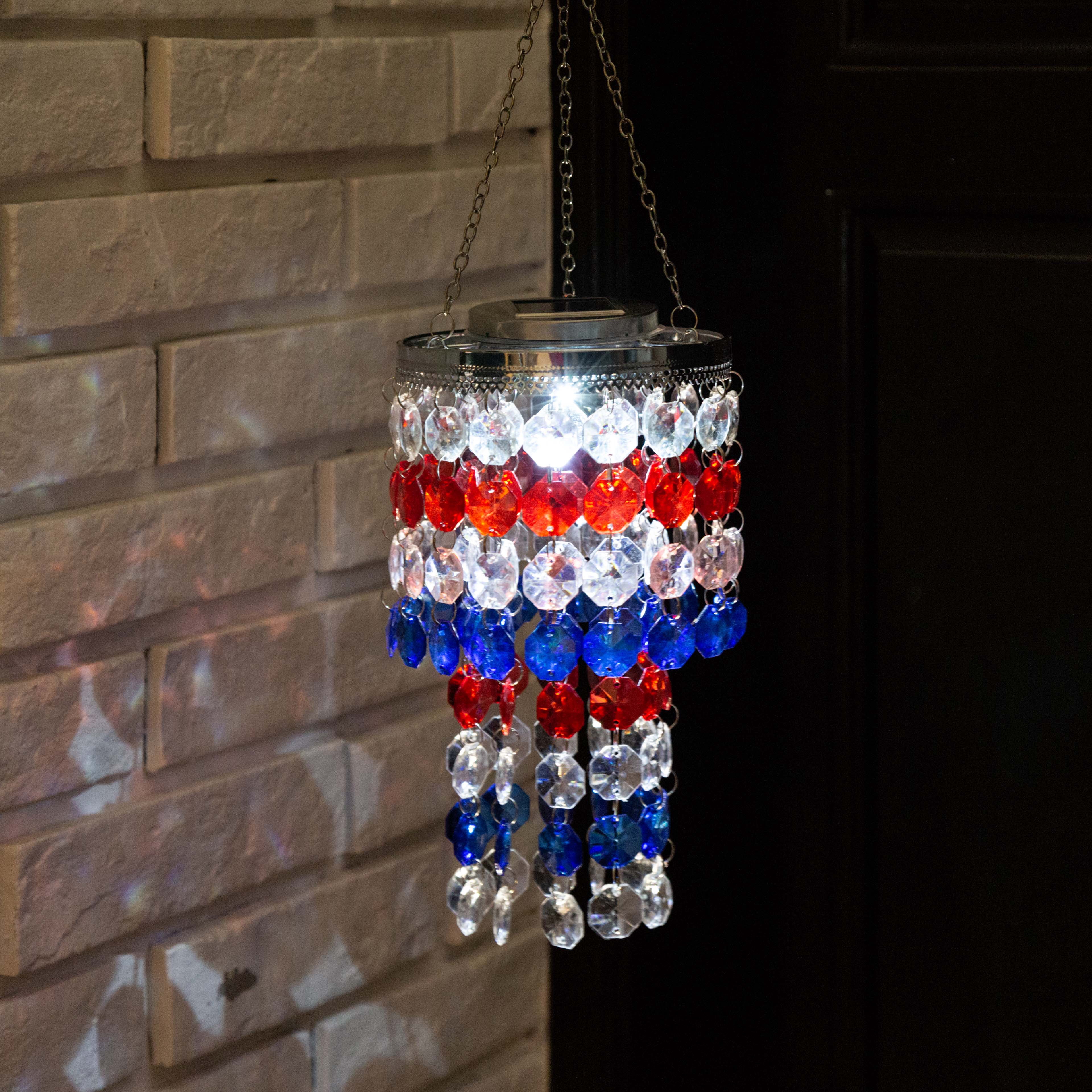 Glitzhome 18.75" Hanging Solar Light Wind Chime America Patriotic ...