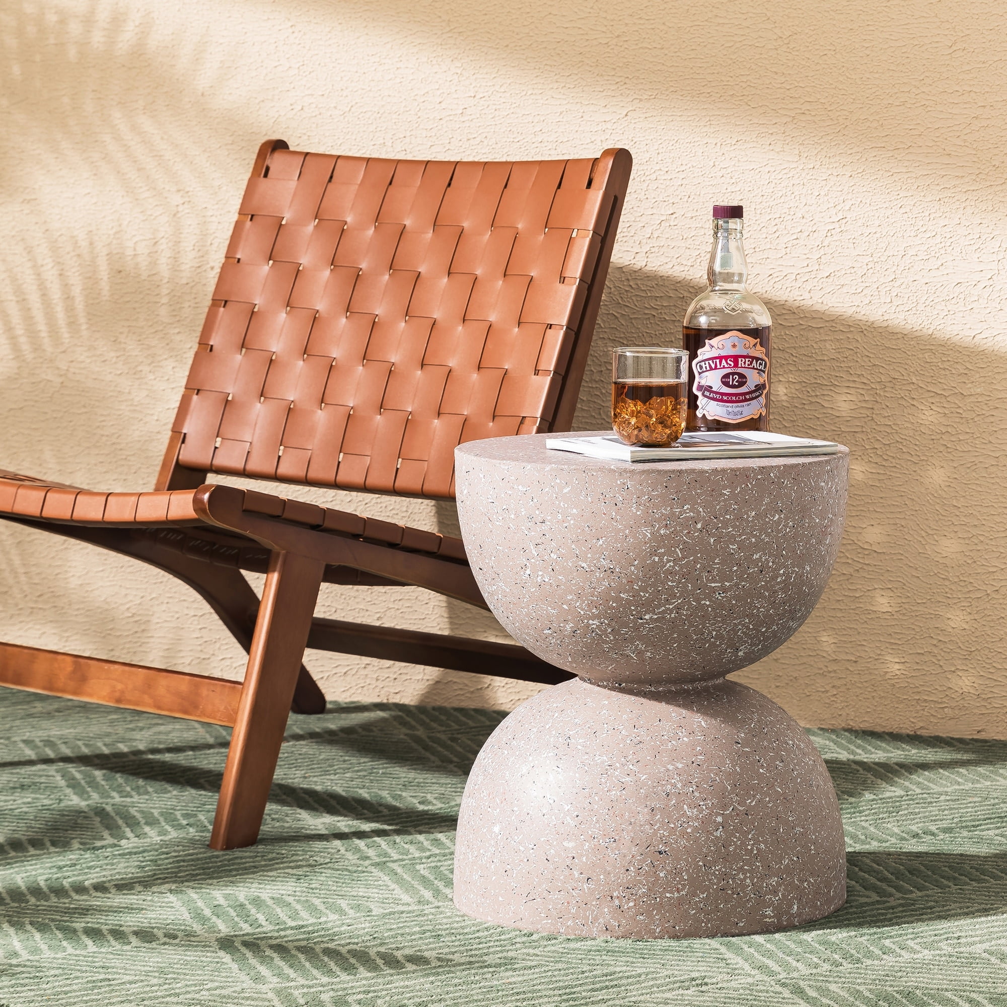 Glitzhome Modern MGO Faux Terrazzo Garden Stool & Plant Stand, 18"H ...