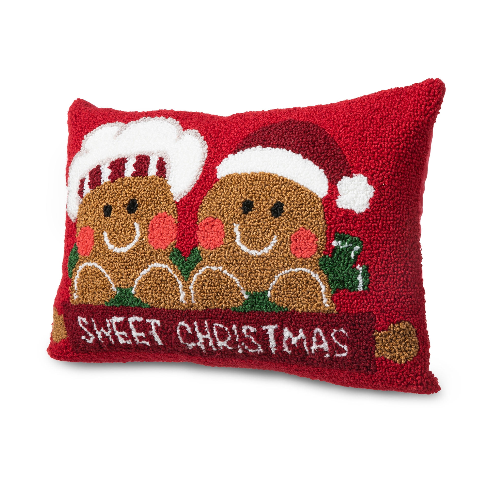 Glitzhome 18"L Hooked Gingerbread Boy & Girl Pillow - Walmart.com