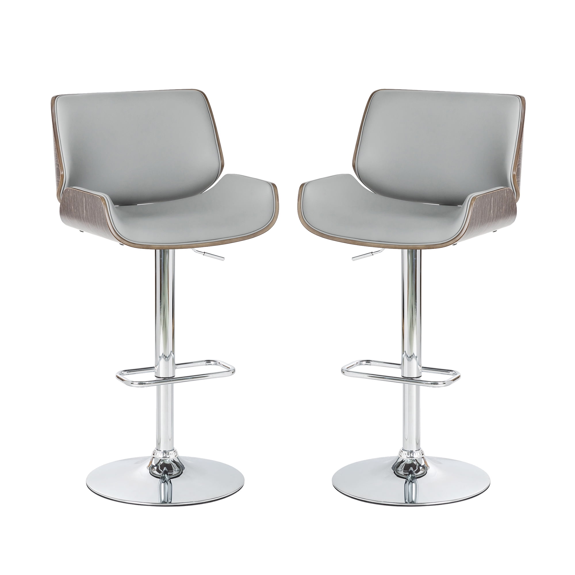 Glitzhome 2 Pcs Mid-Century Counter Stools Adjustable Bar Stool Soft ...