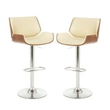 Glitzhome 2 Pcs Mid-Century Counter Stools Adjustable Bar Stool Soft ...