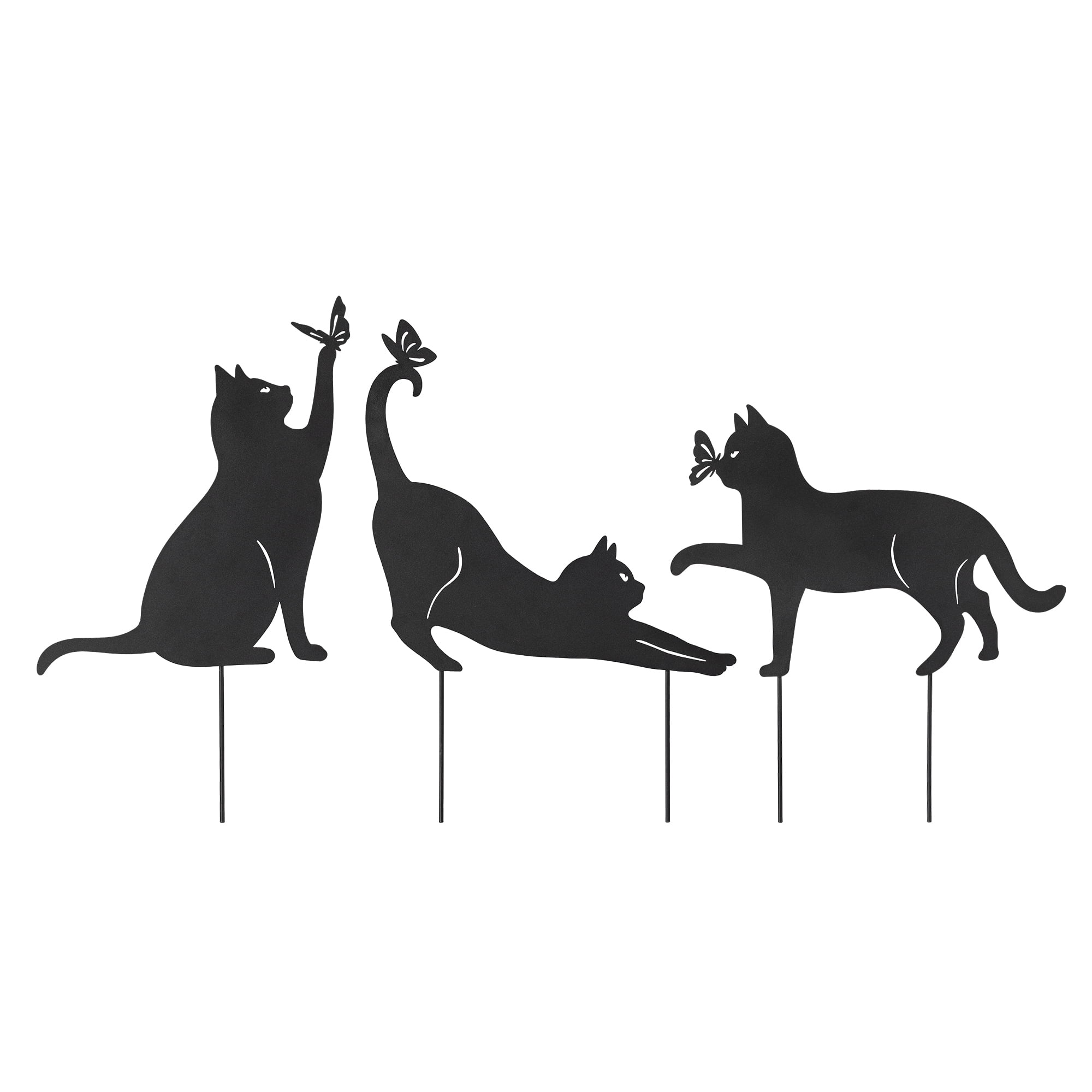 Glitzhome 20.5"H Multi-functional 2-in-1 Set of 3 Black Metal Cat ...