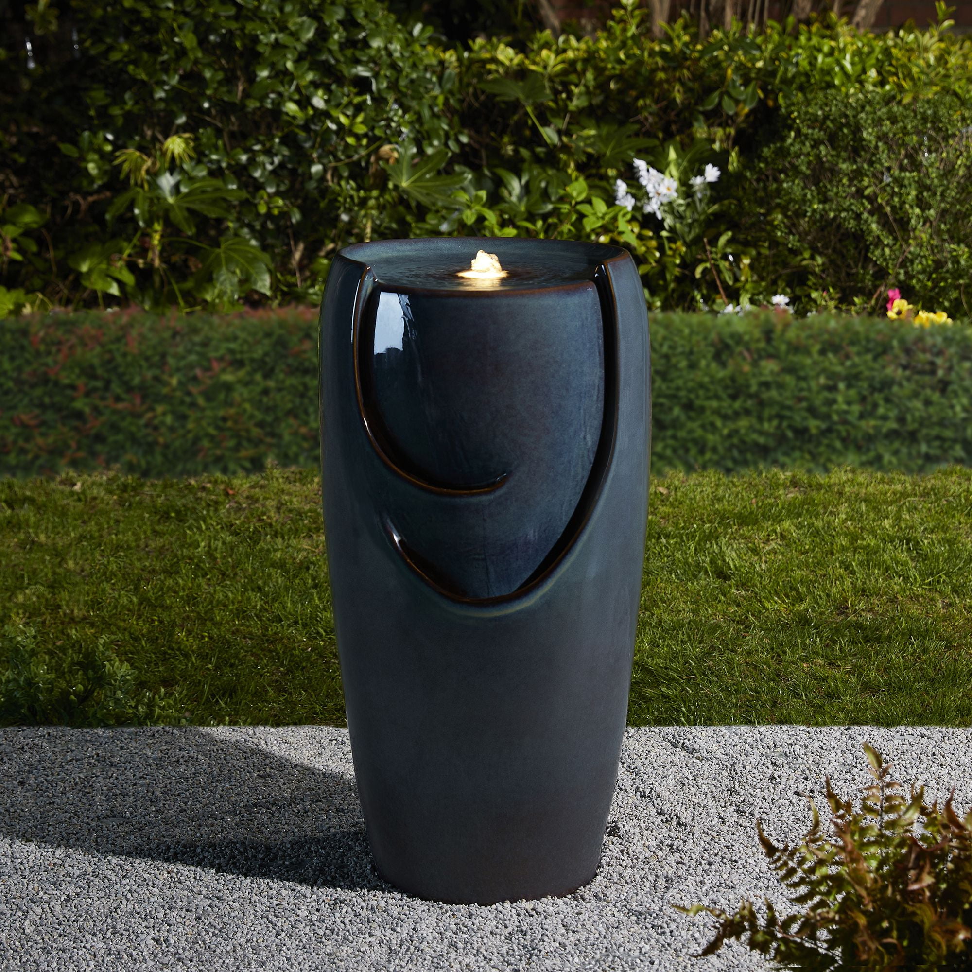 Glitzhome 29" Tall Ceramic Vase Water Fountain Turquoise with Pump and ...