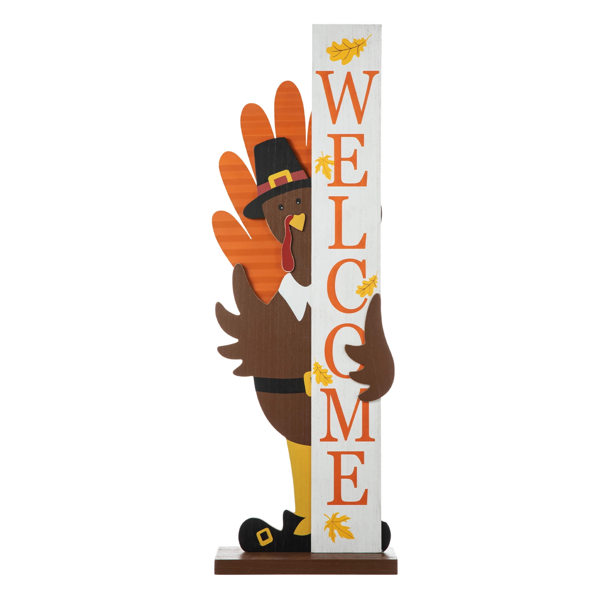 Glitzhome 36" Height Thanksgiving Wooden Turkey Welcome Sign Porch ...