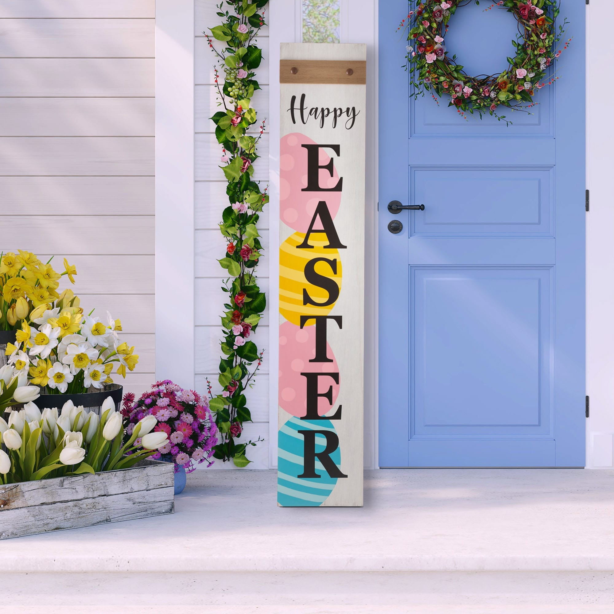 Glitzhome 42"H Wooden "HAPPY EASTER" Porch Sign - Walmart.com