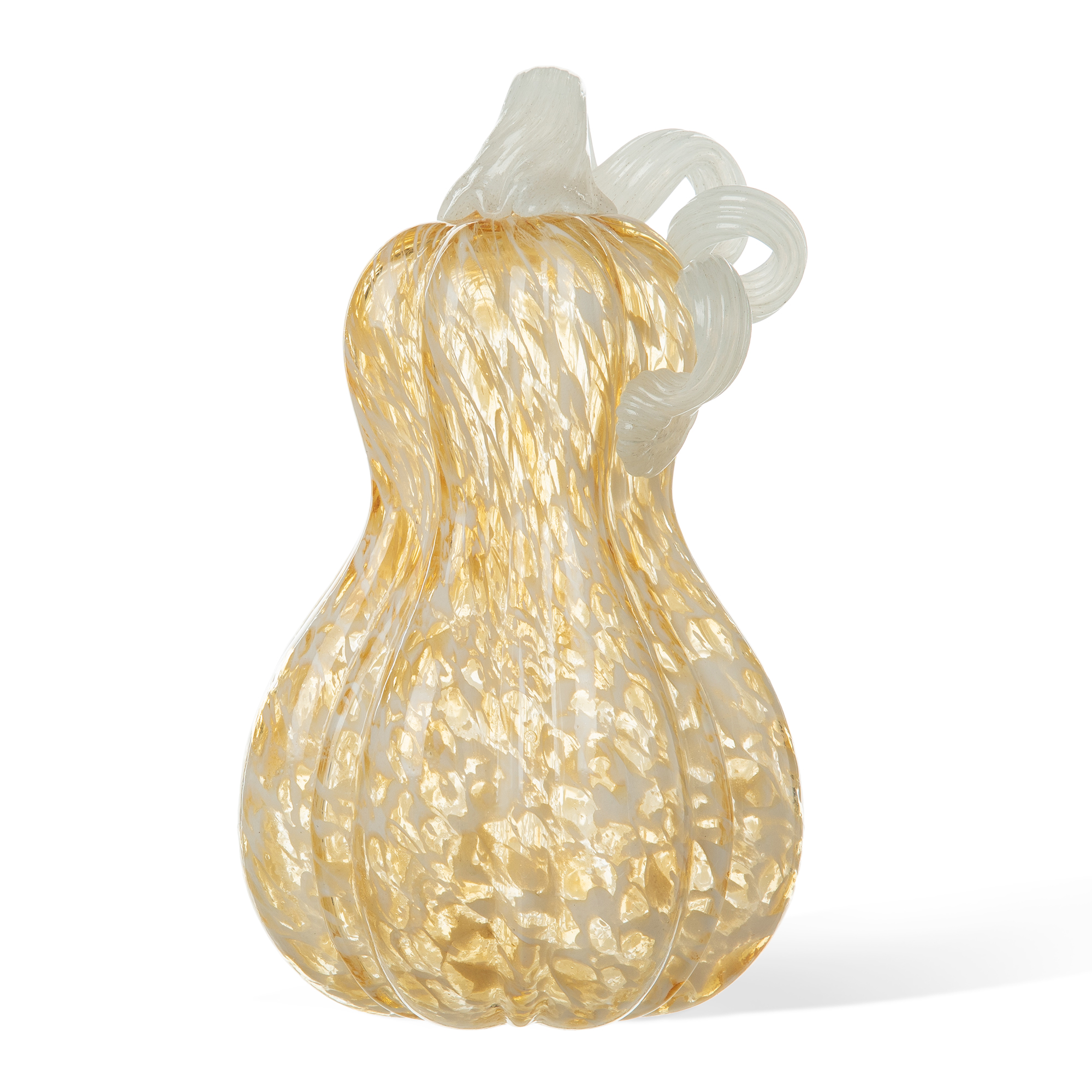 Glitzhome 8.5"H Fall Amber Dots Glass Gourd - Walmart.com