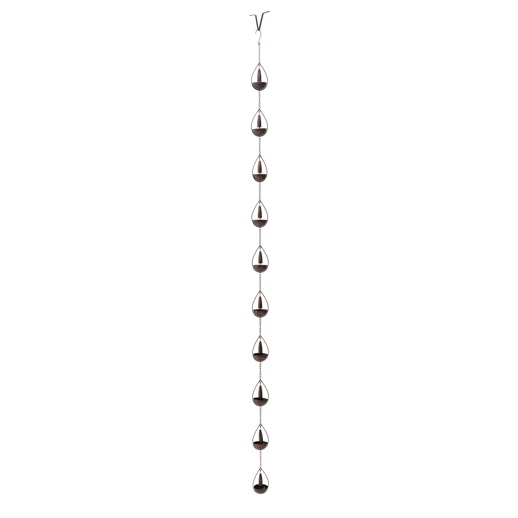 Glitzhome 8.5ft 10-Piece Faux Copper Bowl and Bell Shaped Rain Chain ...