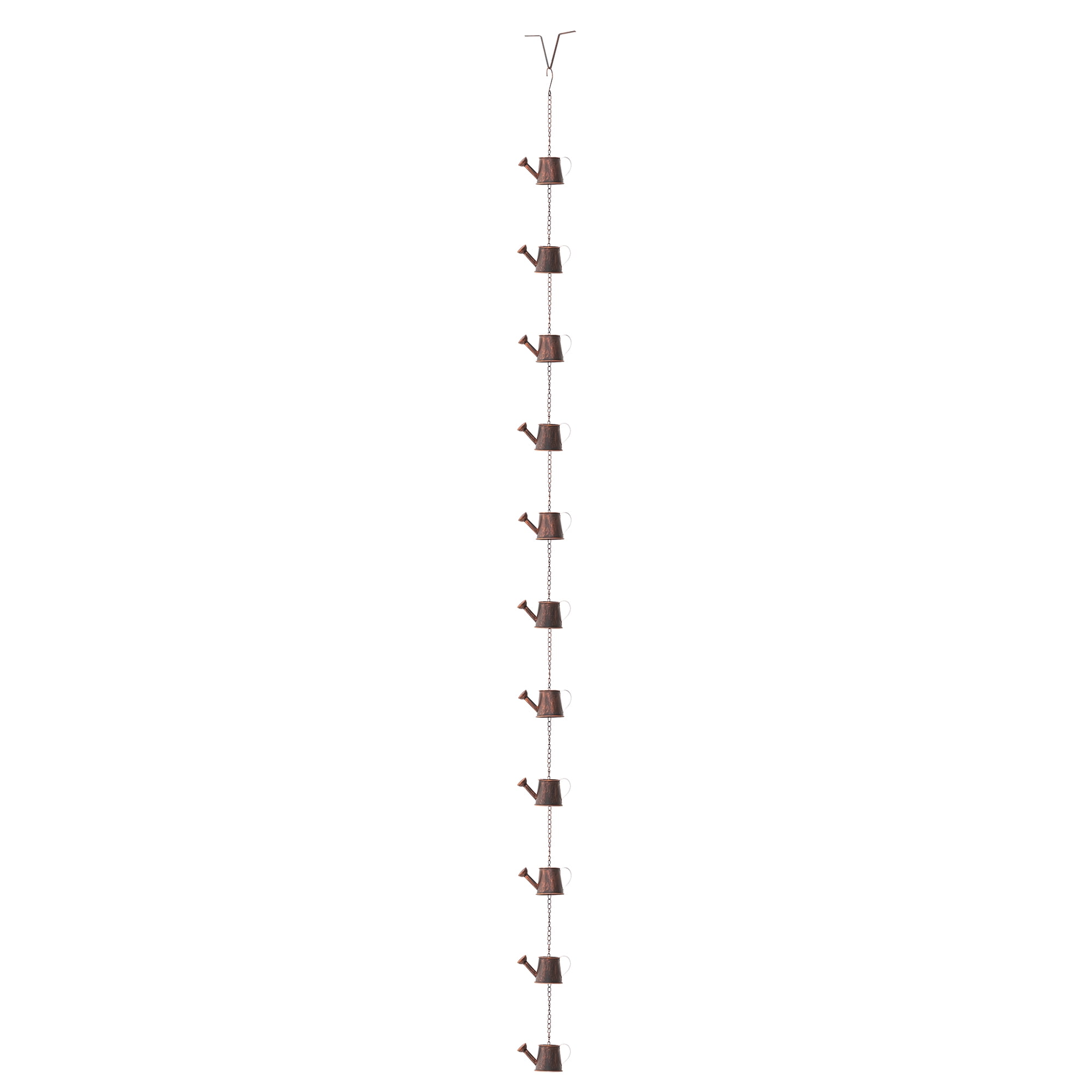 Glitzhome 8.5ft 11-Piece Faux Copper Watering Pot Rain Chain with V ...