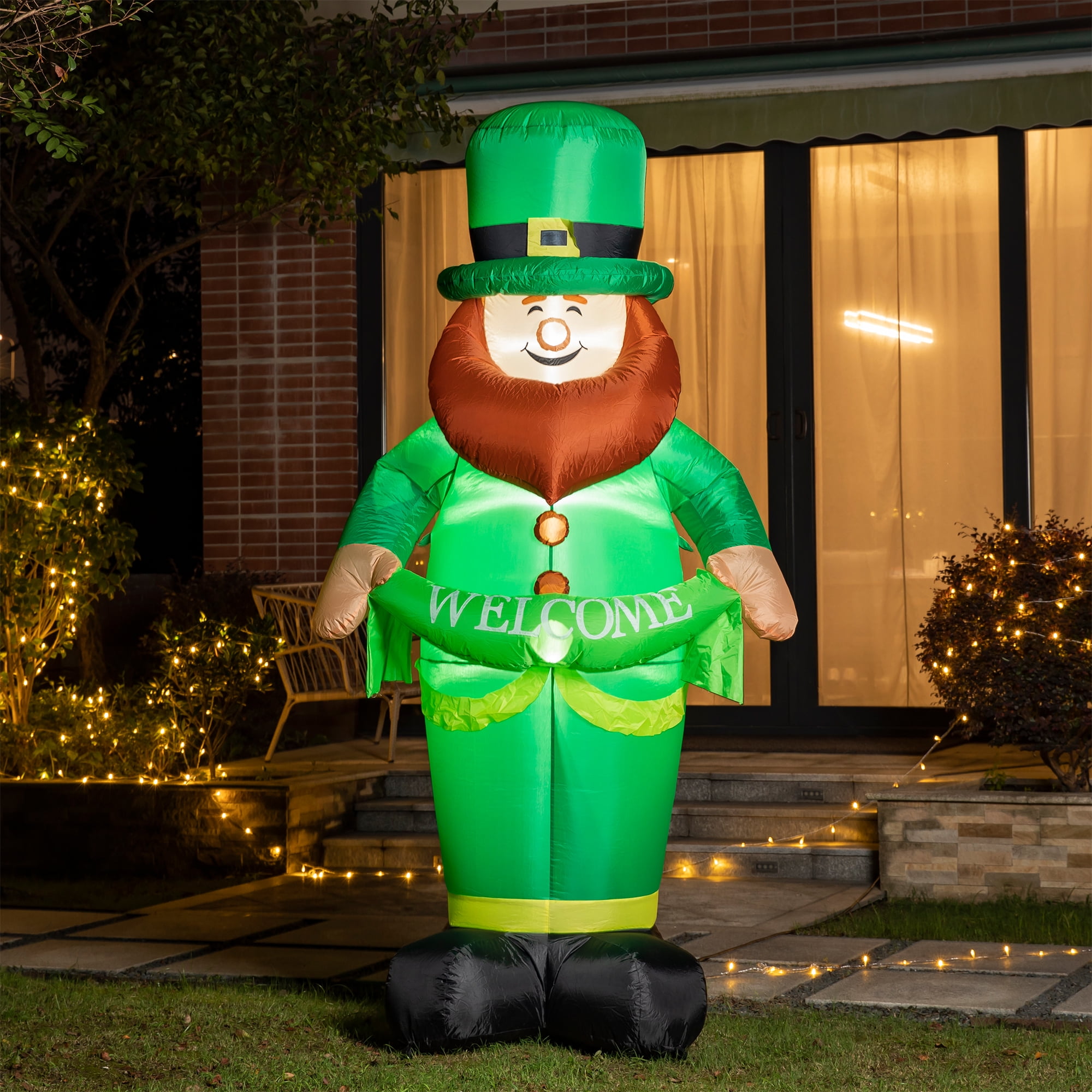 Glitzhome 8ft Lighted St. Patrick's Inflatable Leprechaun Decor ...