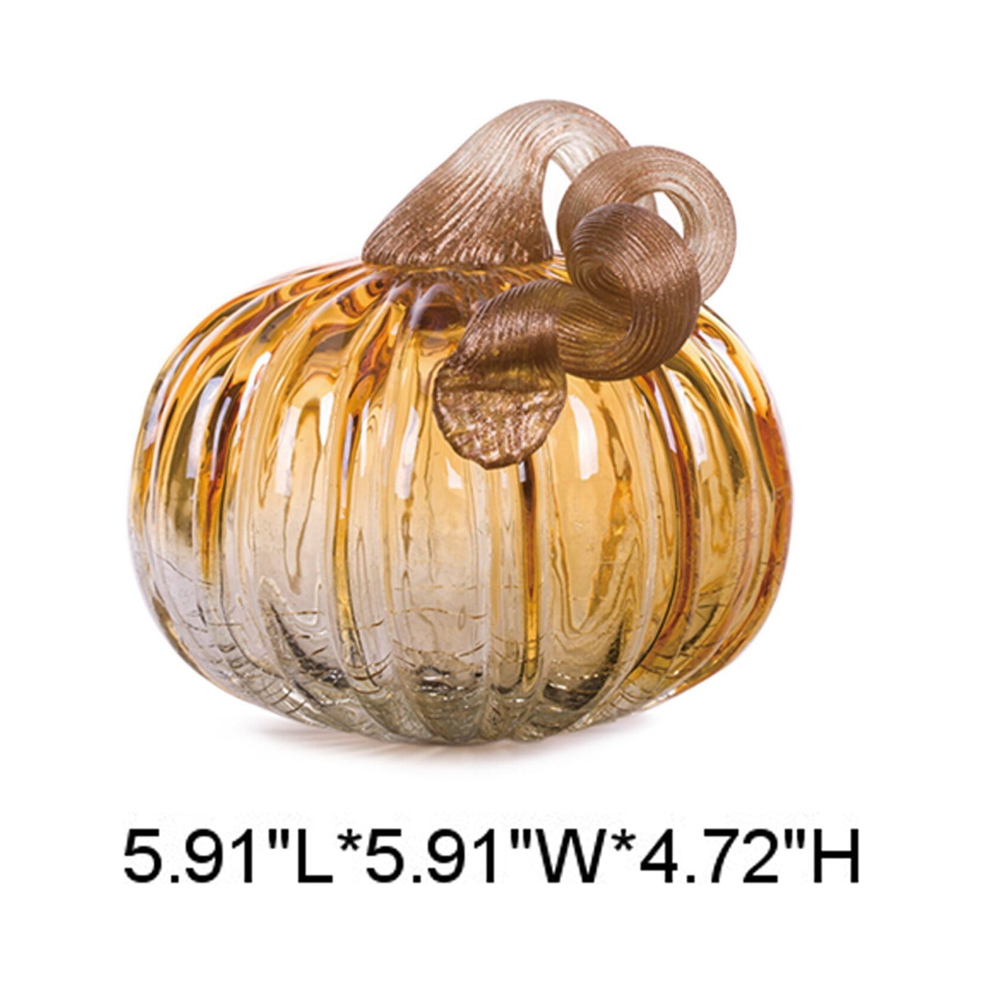Glitzhome Amber Crackle Handblown Fall Glass Pumpkins for Thanksgiving ...