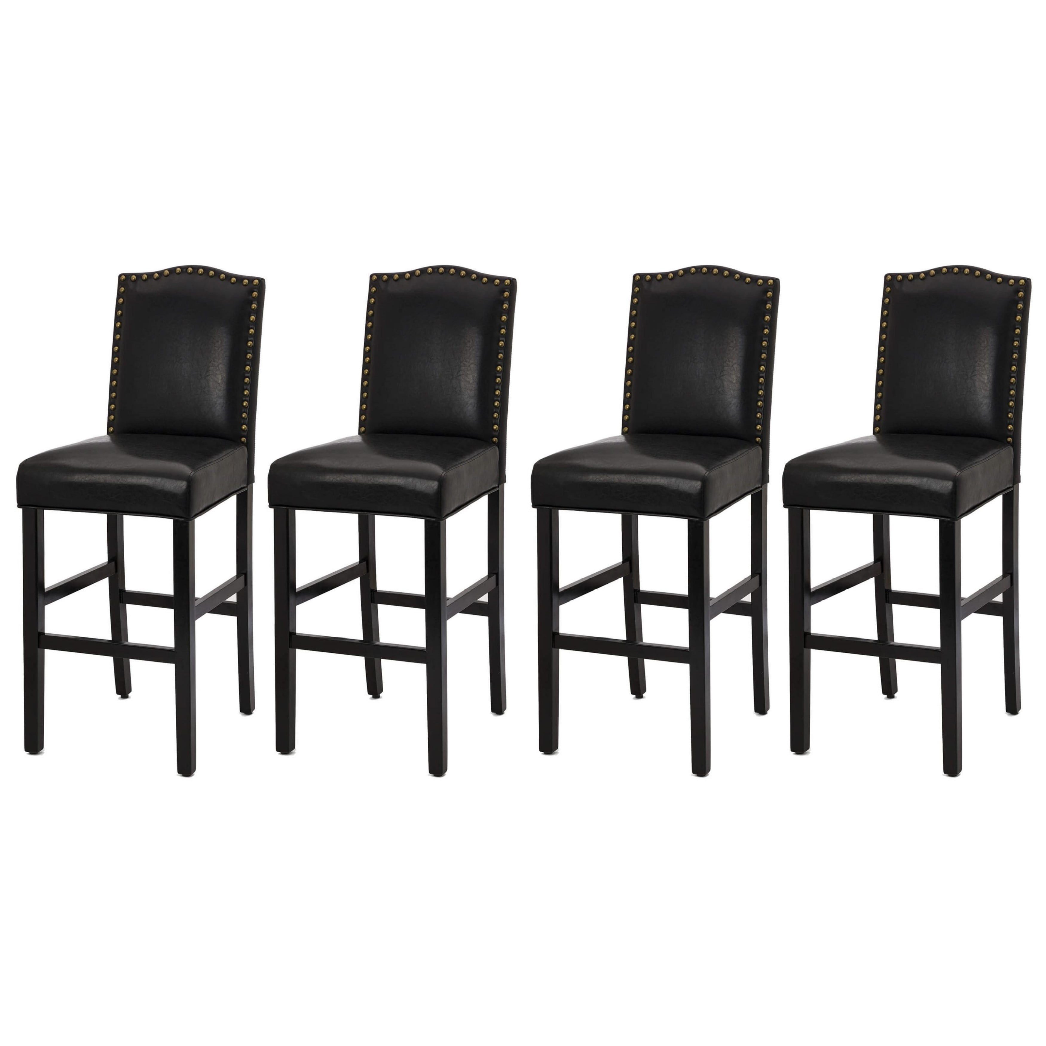 Glitzhome Counter Height Stools Bonded Leather High-back Barchair with ...