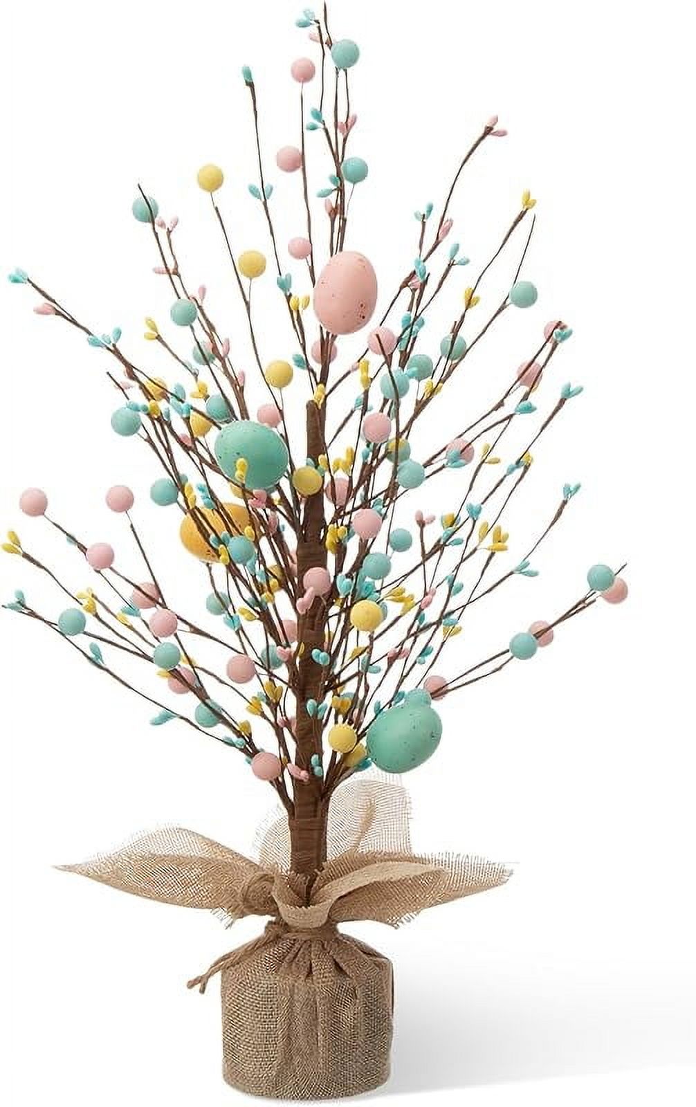 Glitzhome Easter Eggs Table Tree with Burlap Base Decorative Table Tree ...