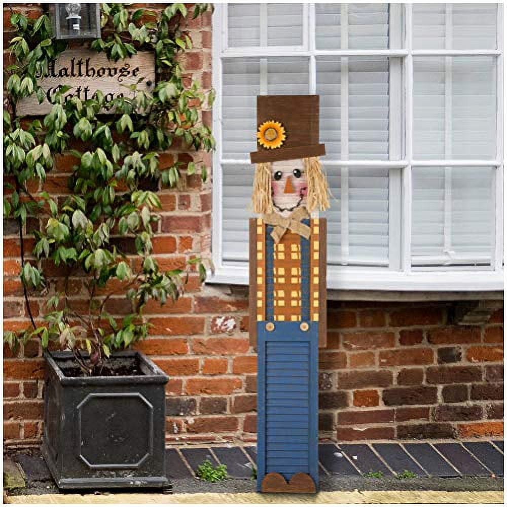 Glitzhome Farmhouse Style 42.00" H Rustic Wooden Scarecrow Porch Sign ...