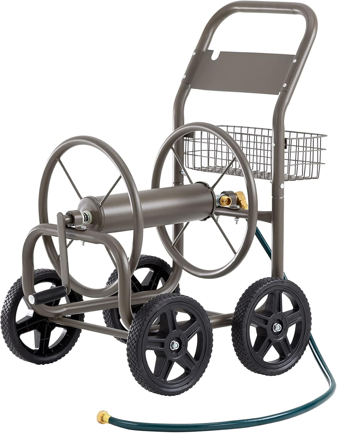 Glitzhome Garden Hose Reel Cart with 4 Wheels, 250 Feet of 5/8" Hose ...