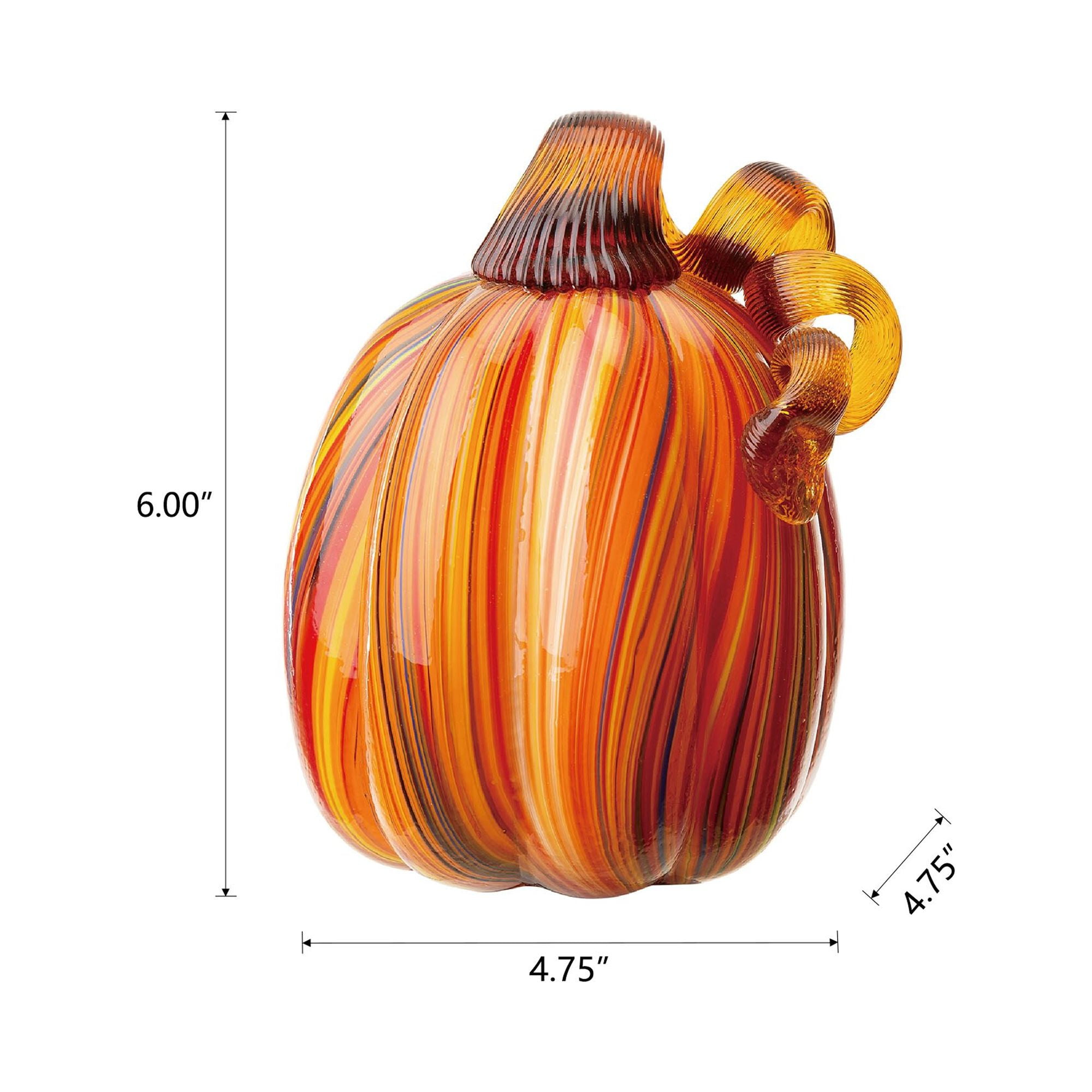 Glitzhome Handblown Multi Striped Fall Glass Pumpkins for Thanksgiving ...