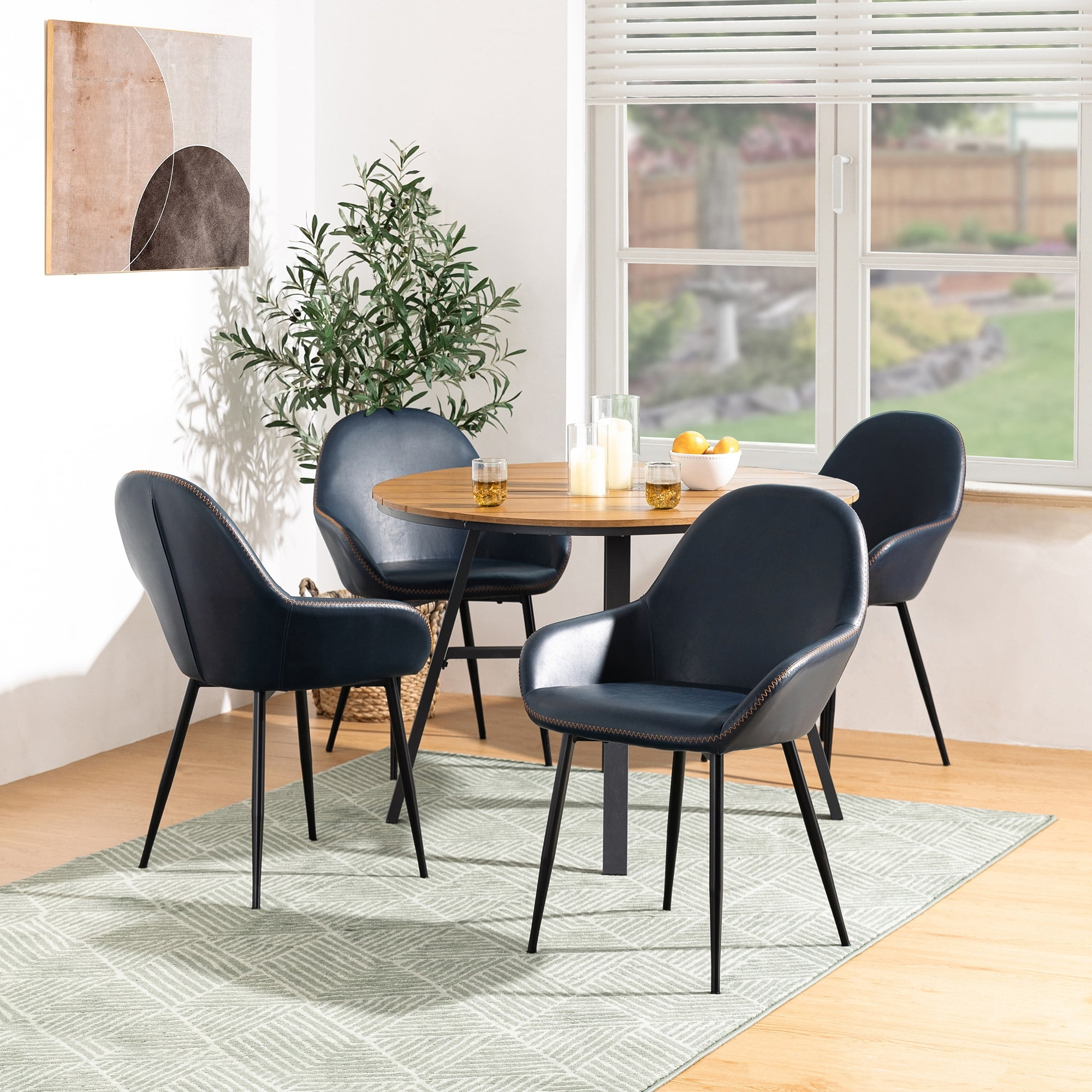 Glitzhome Mid-Century Modern Faux Leather Accent Dining Chairs Set of 2 ...