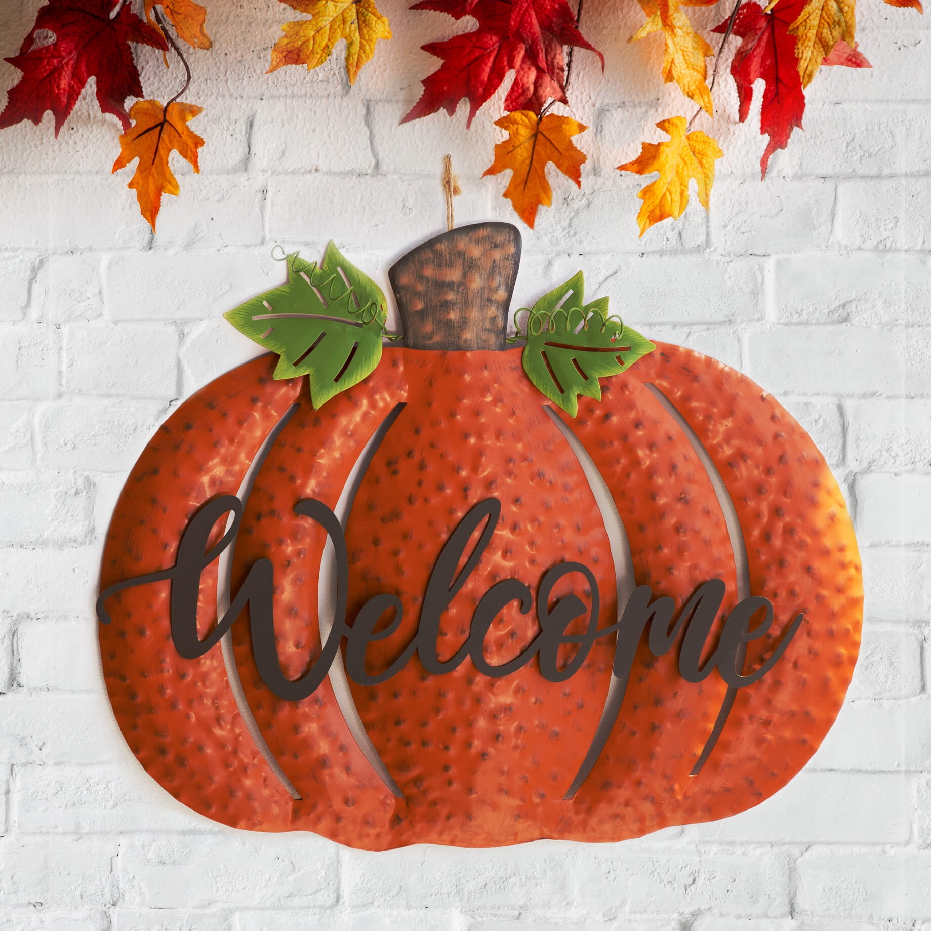 Glitzhome Rustic Halloween Fall Outdoor Yard Decorations Pumpkin Metal ...