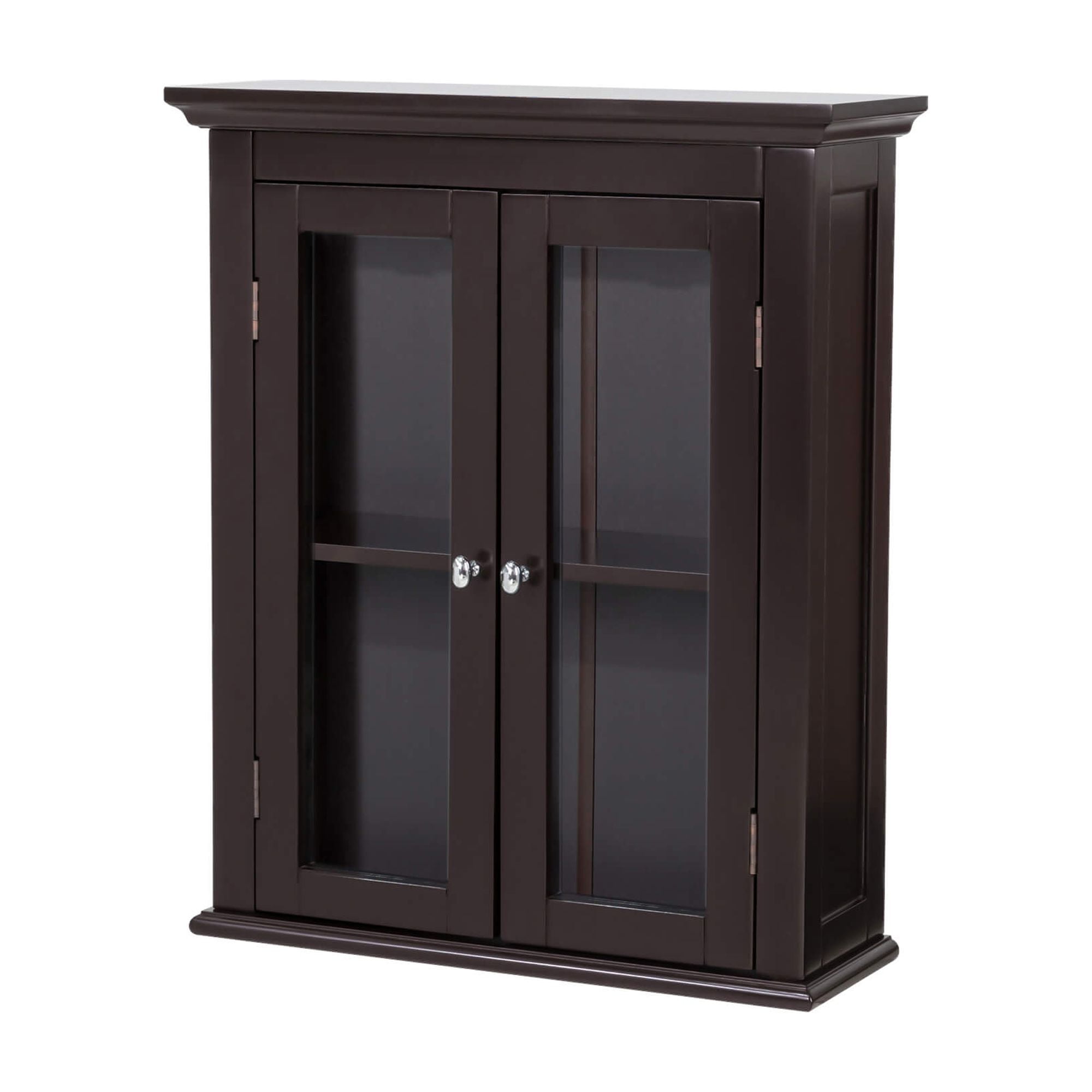 Glitzhome Wooden Wall Storage Cabinet With Double Doors, Espresso ...