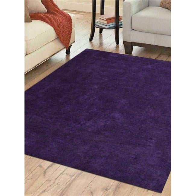 Glitzy Rugs Hand Knotted Gabbeh Silk Solid Square Area Rug - Purple ...