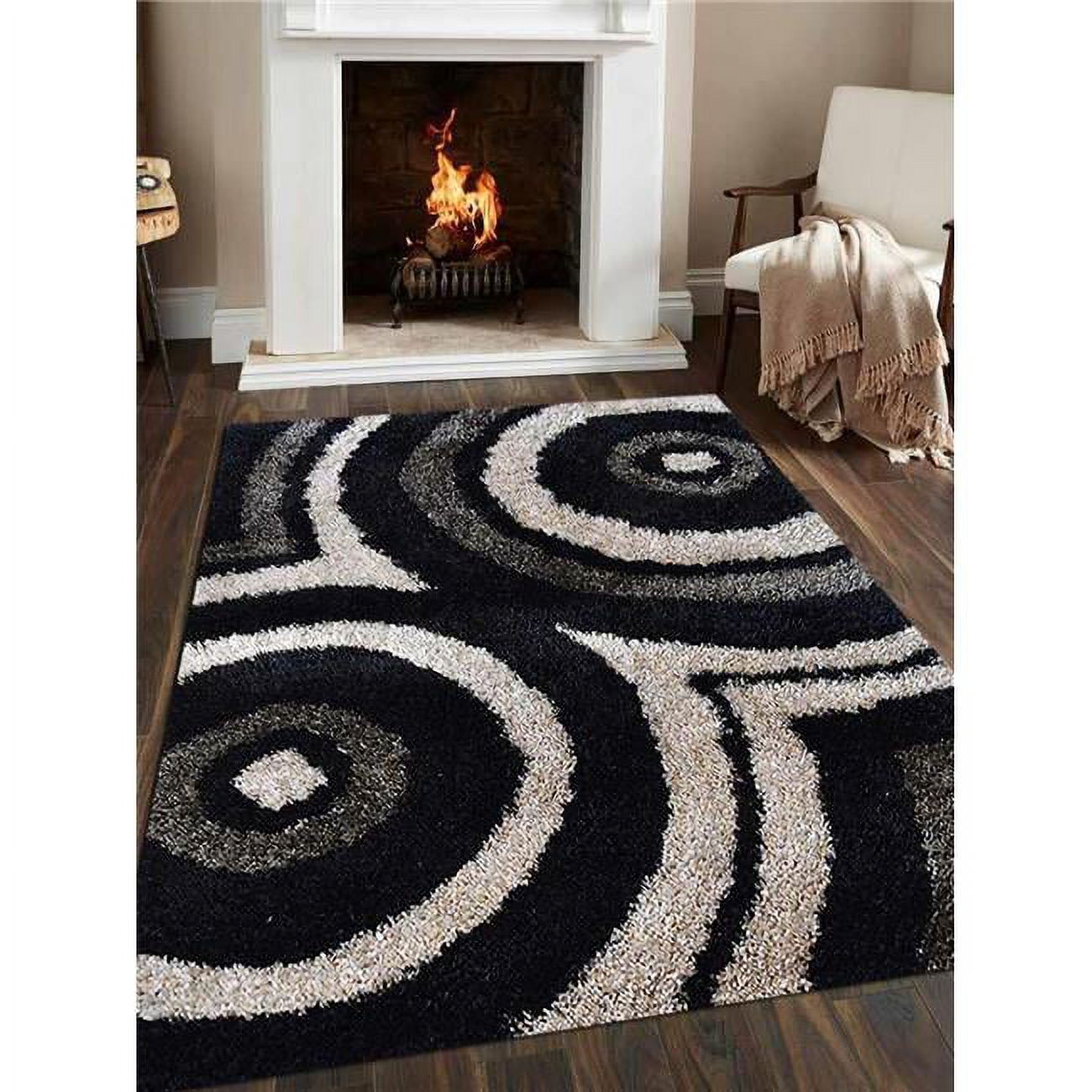 Glitzy Rugs Hand Tufted Shag Polyester Geometric Rectangle Area Rug ...