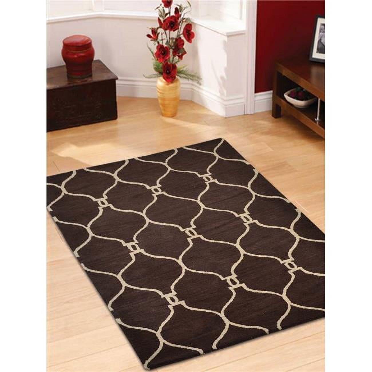 Glitzy Rugs Hand Tufted Wool Geometric Area Rug - Brown & Beige - 9 ft ...