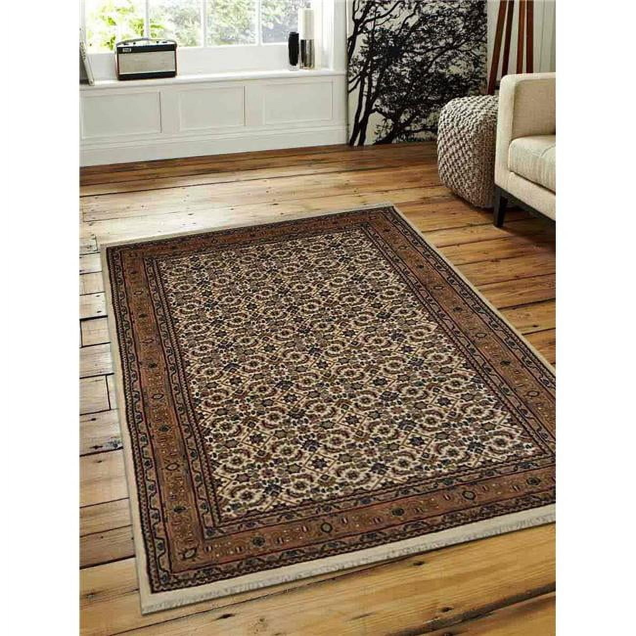 Glitzy Rugs UBSNR0108K0009A4 4 x 6 ft. Hand Knotted Nir Wool Oriental Rectangle Area Rug, Cream ...