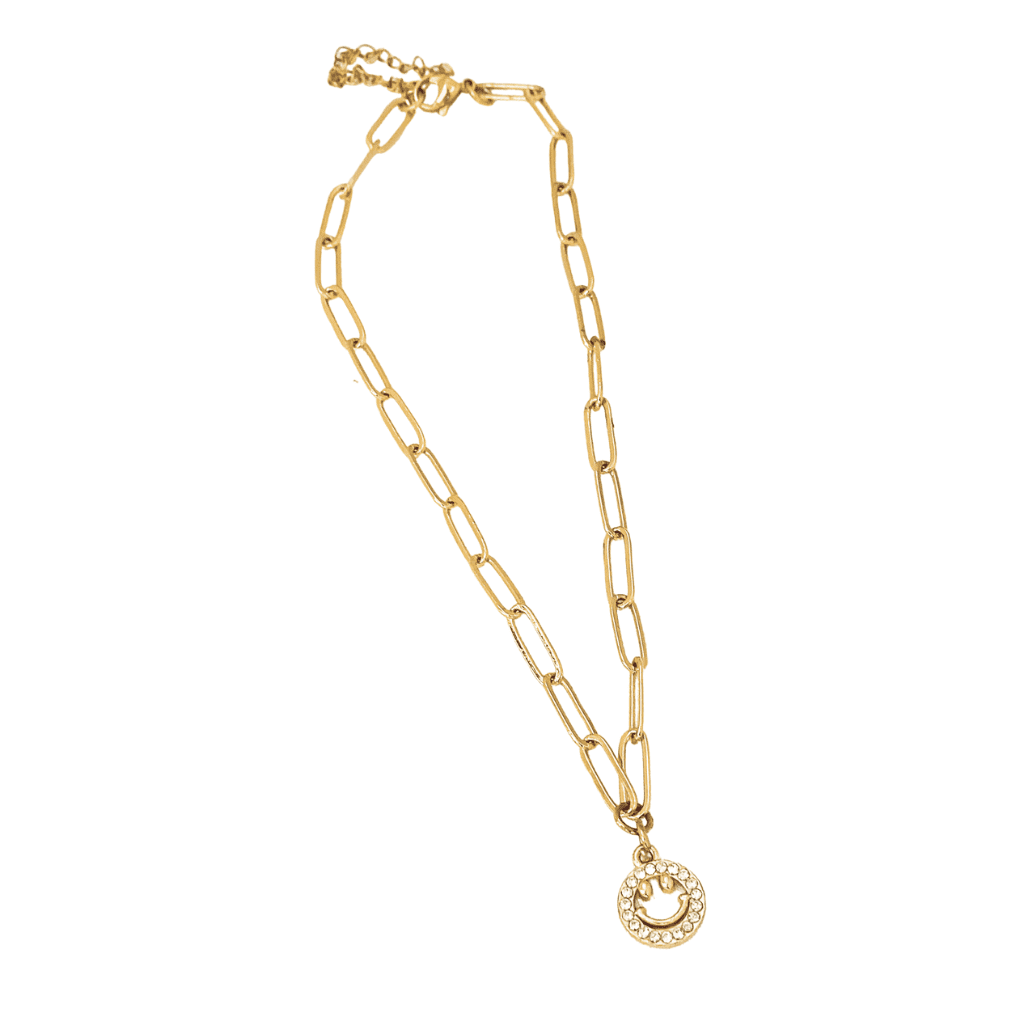 Glitzy Smile Necklace With 18K Plated Paper Clip Chain gold - Walmart.com