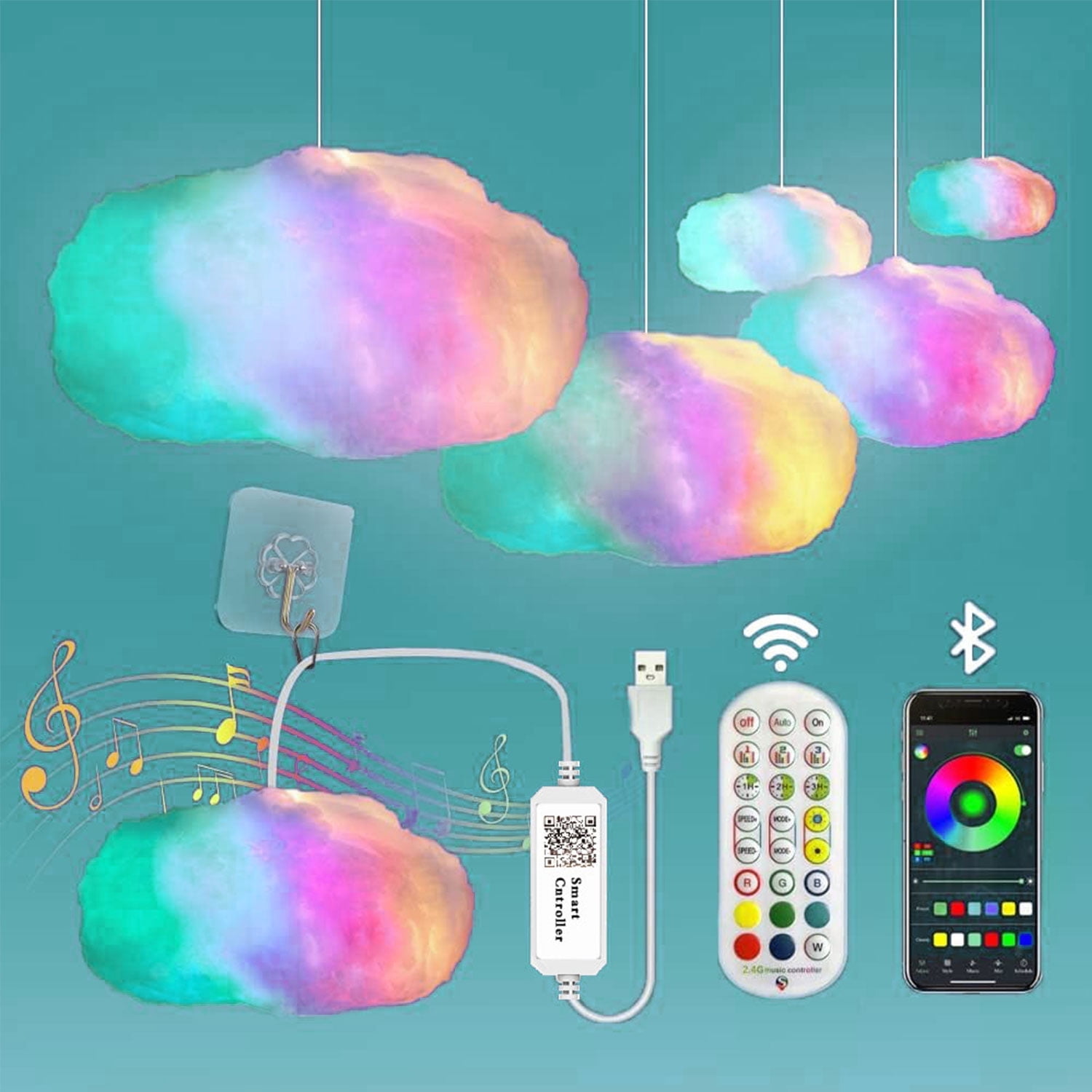 Lichaser LED Cloud Light: Decorative Mood Lamp with Remote/App Control for Rooms (20*12inch ...