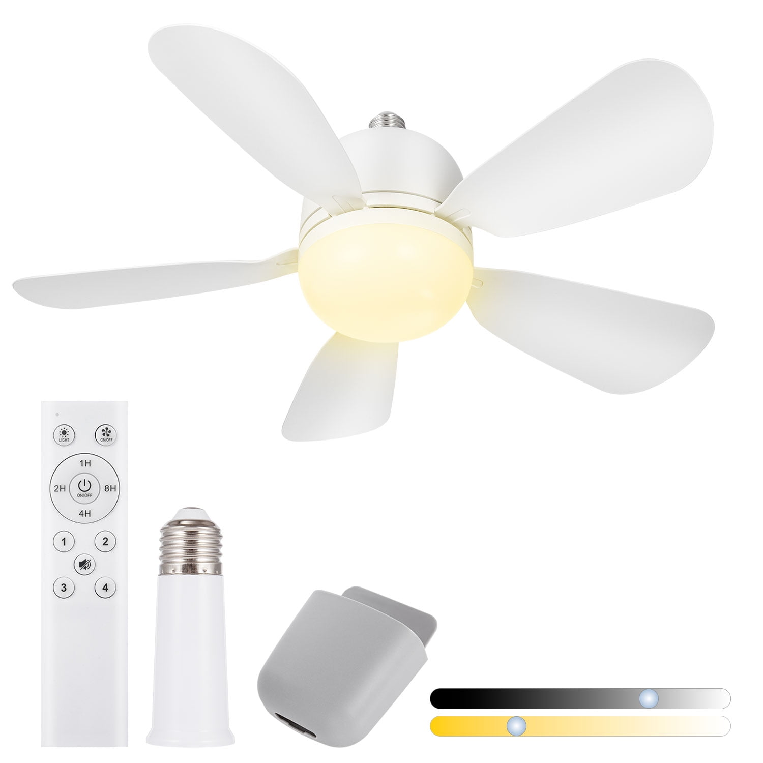 Gliztech Socket Fan Light, Ceiling Fan with Lights and Remote, LED ...