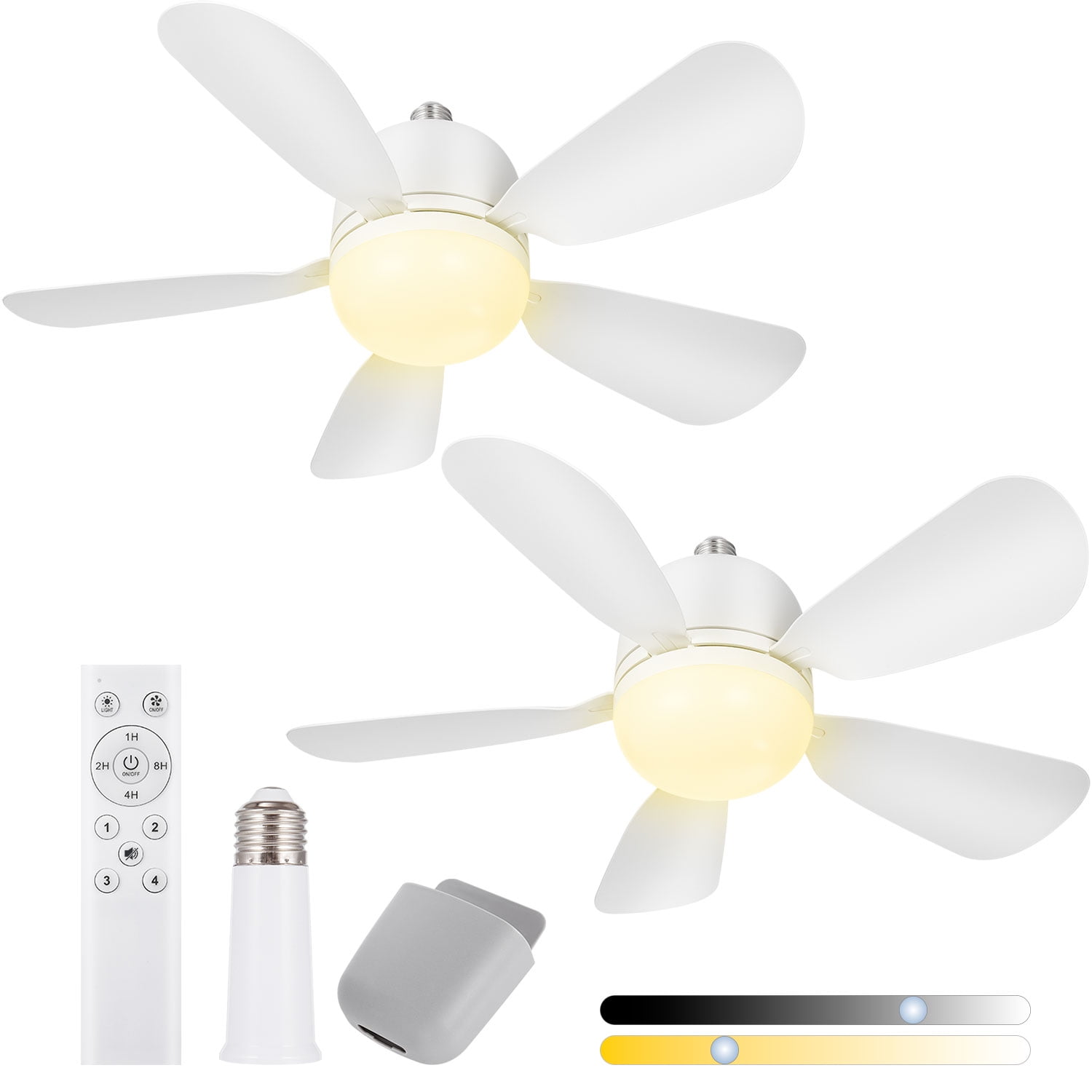 Gliztech Socket Fan Light, Ceiling Fan with Lights and Remote, LED ...
