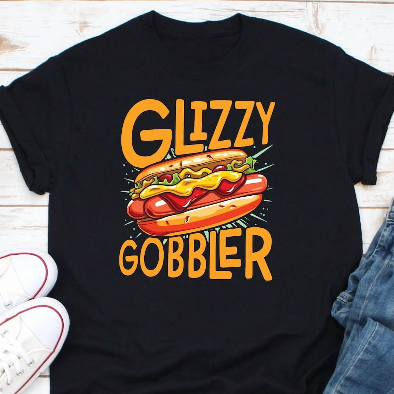 Glizzy Gobbler Hot Dog Gang Funny Foodie Humor Fast Food Graphic Tee ...