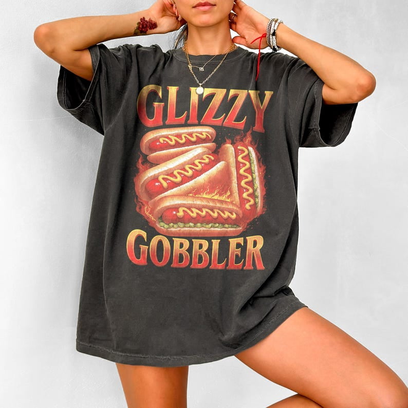 Glizzy Gobbler Hot Dog Graphic Shirt Retro Streetwear BBQ Food Lover ...