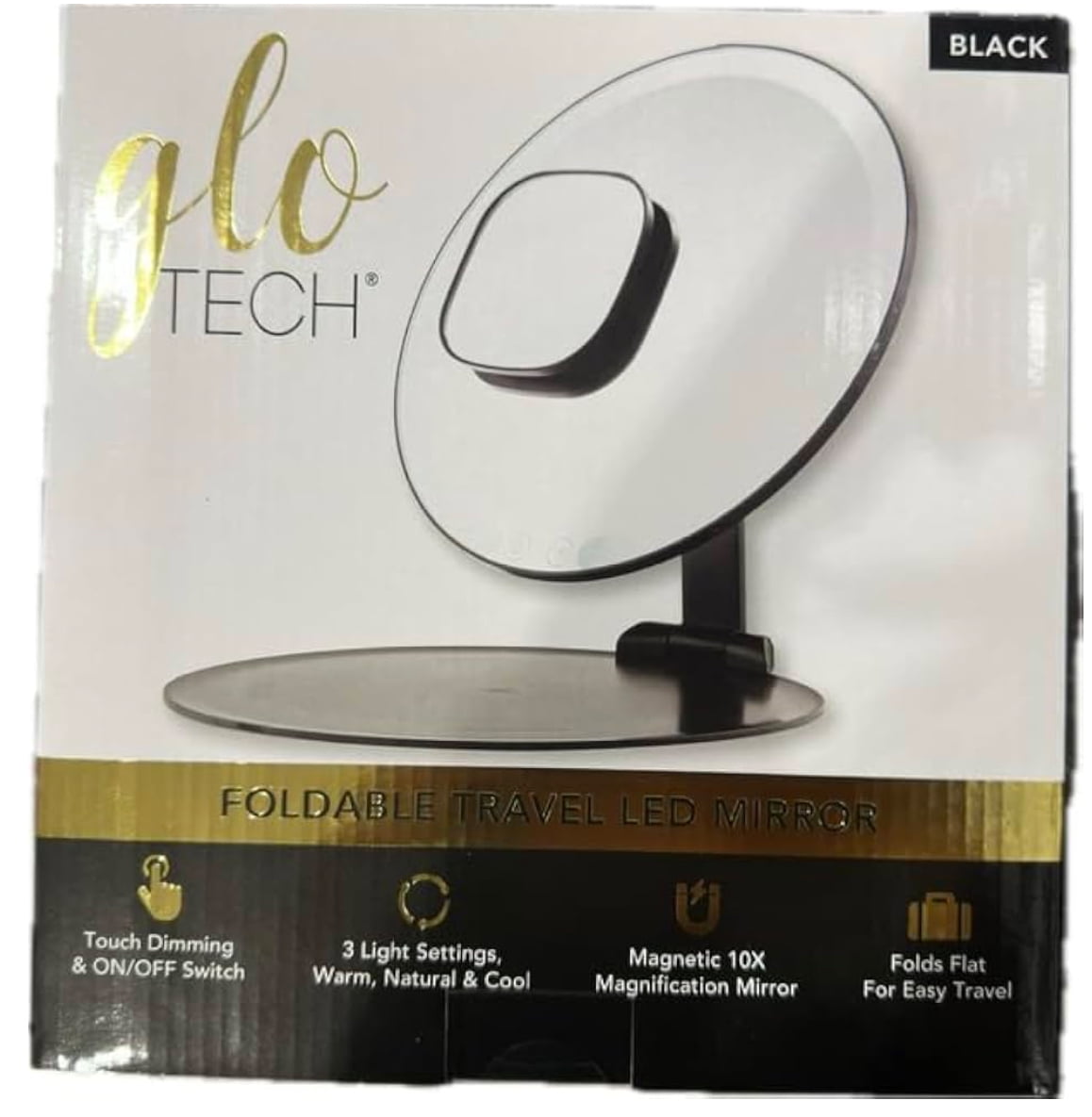Glo Tech Foldable Travel LED Mirror (White) - Walmart.com