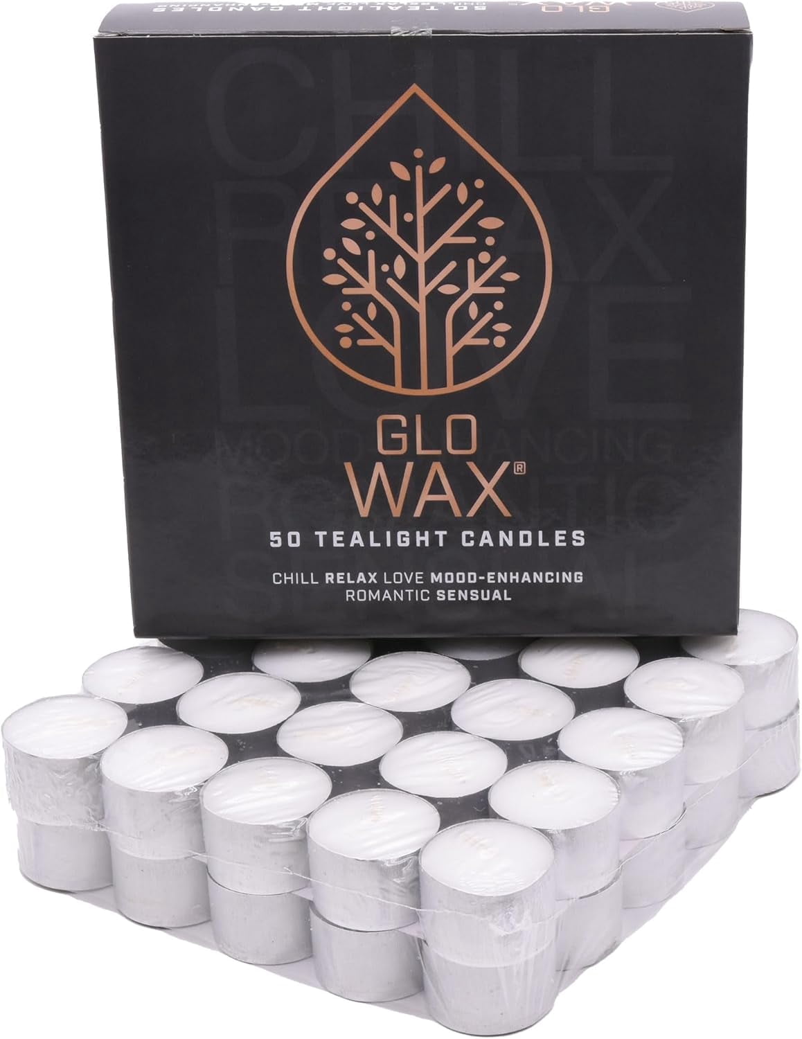 Glo Wax Unscented Tealight Candles with 8 Hour Burn Time, White, Lead ...