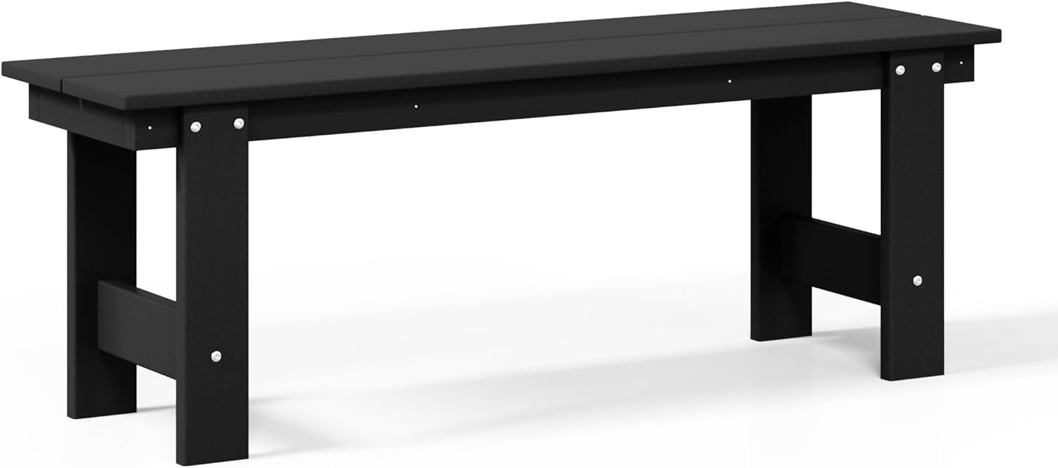 GloCart 48" Outdoor HDPE Backless Patio Bench, Modern All-Weather ...