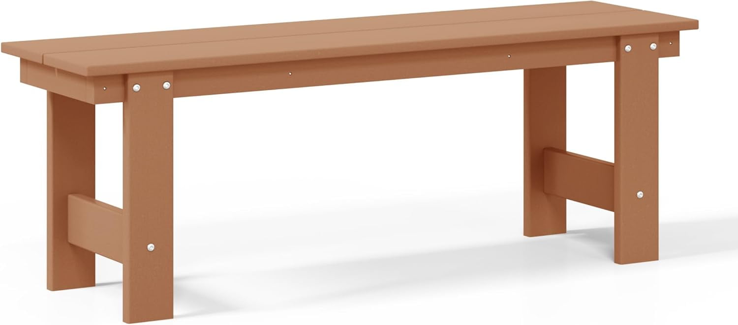 GloCart 48" Outdoor HDPE Backless Patio Bench, Modern All-Weather ...