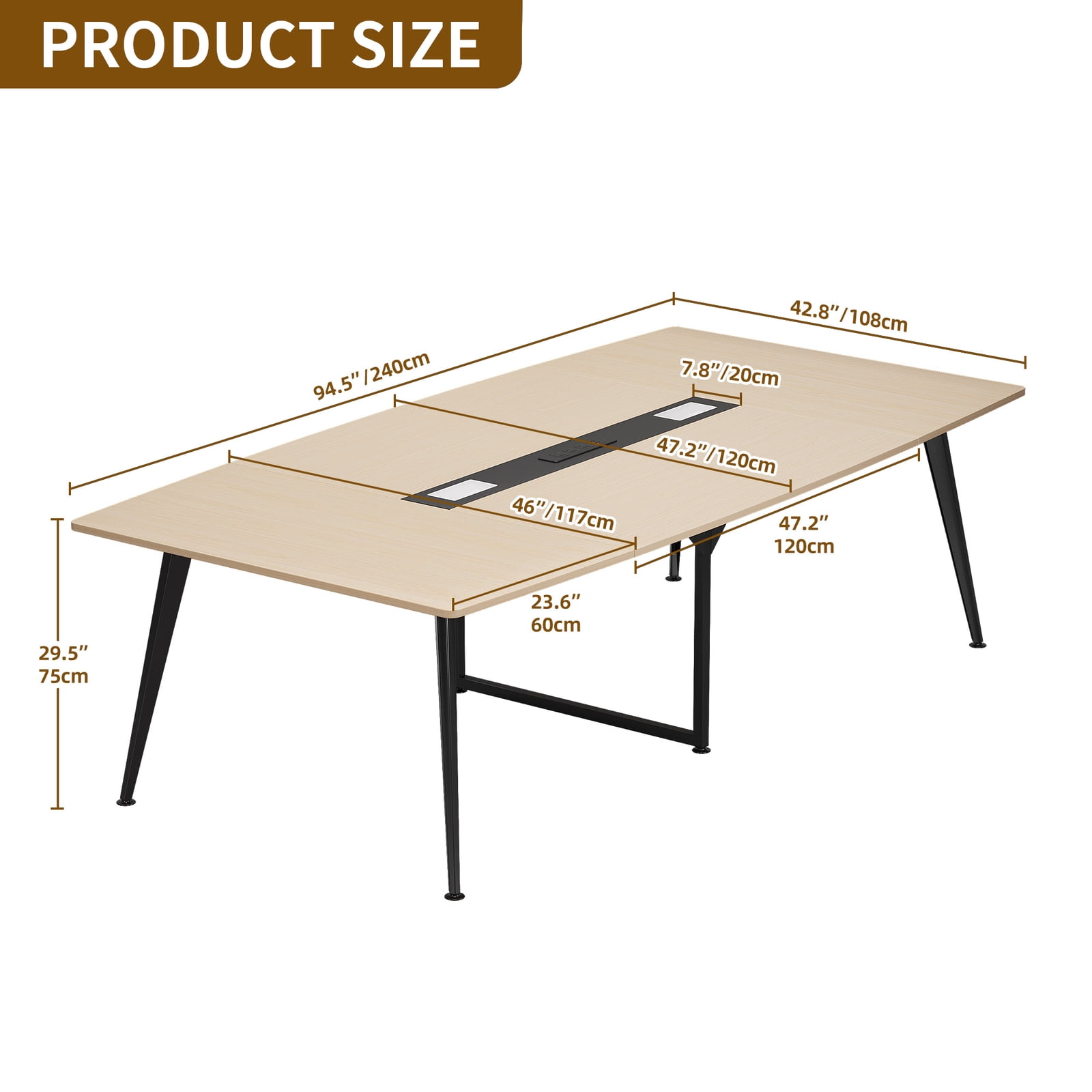 GloCart 6/8FT Conference Table with Power Outlets, Meeting Table with ...