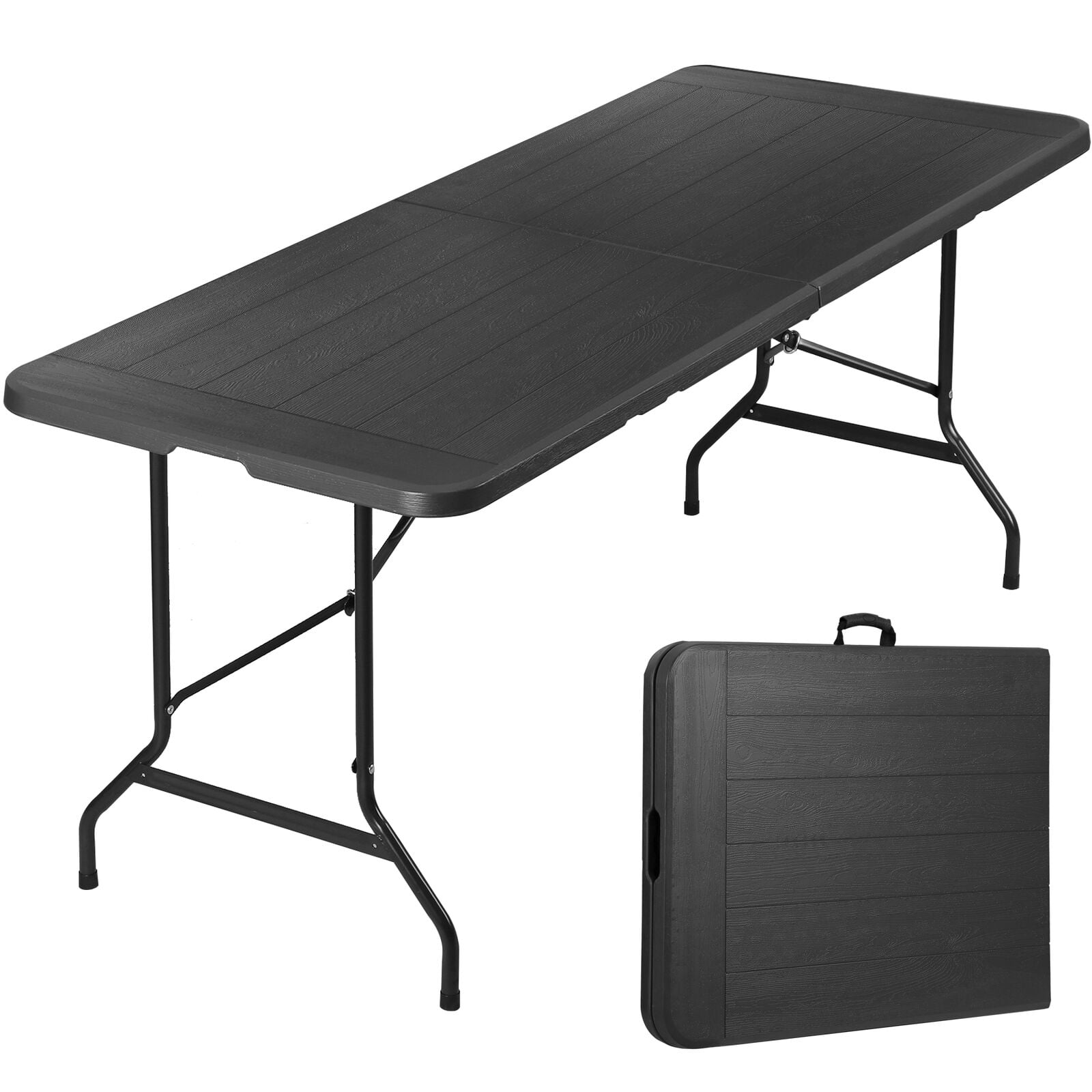GloCart 6ft Folding Table, Fold-in-Half Picnic Party Camping Table with ...