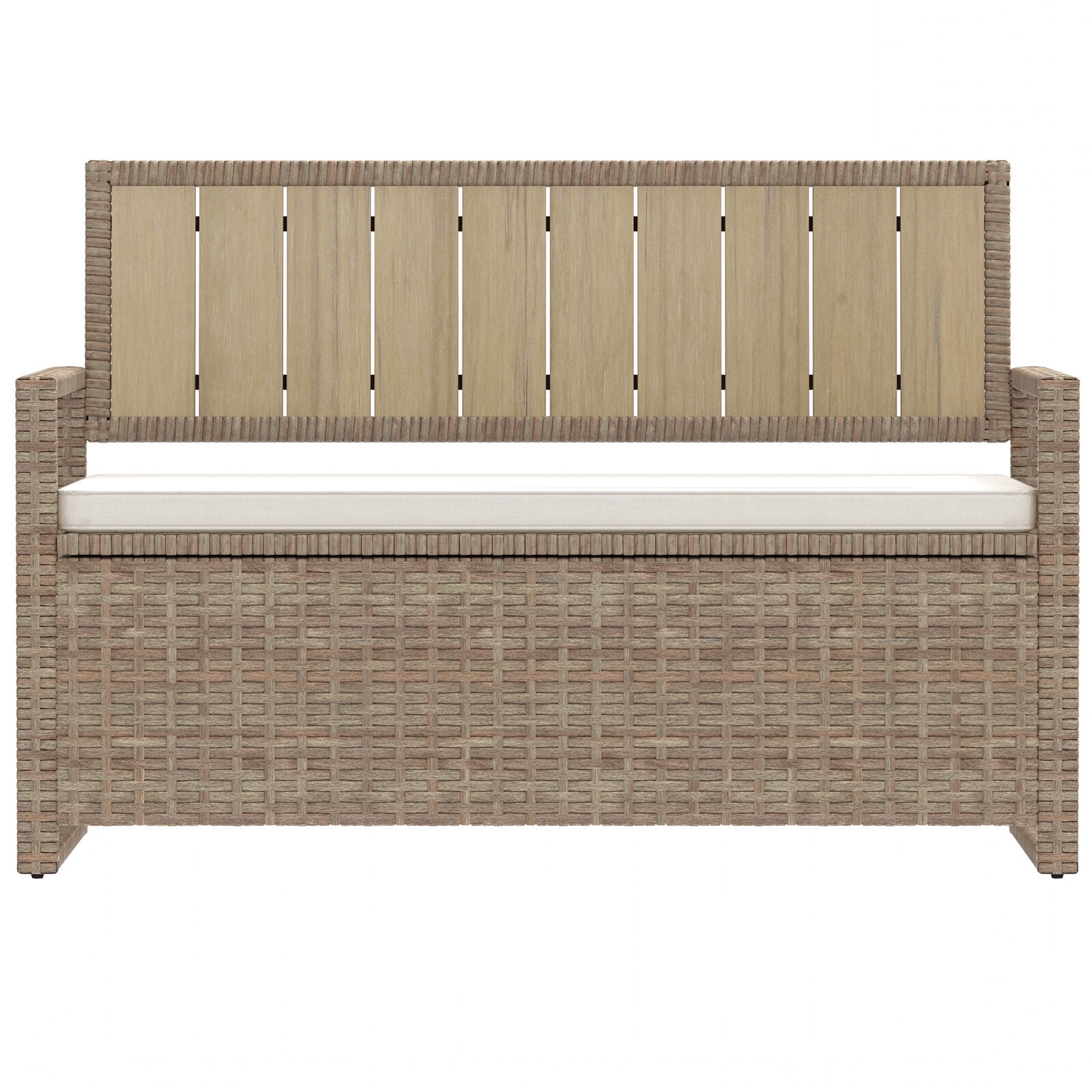 GloCart 70Gal Outdoor Storage Bench with Cushion & Composite Wood ...