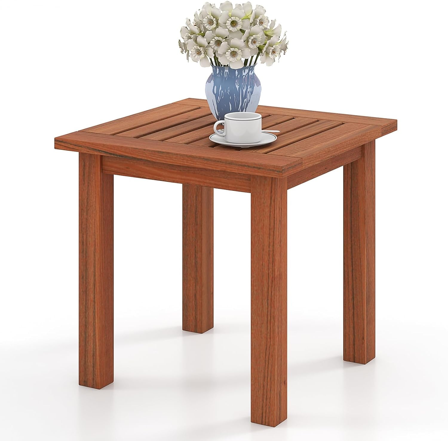 GloCart Hardwood Side Tables, Square Outdoor Patio End Tables, Rustic ...