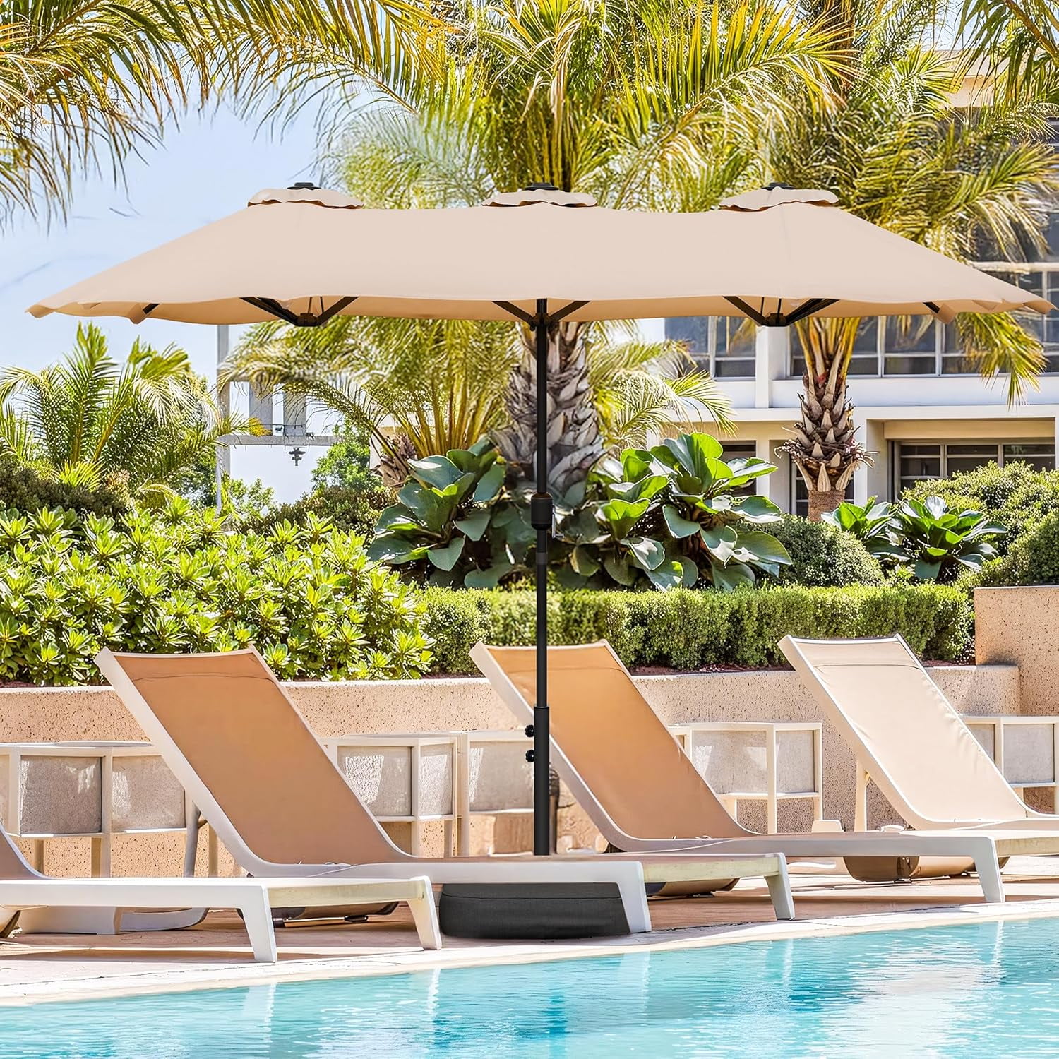 GloCart Large Patio Umbrella with Base Included, Outdoor Double sided ...