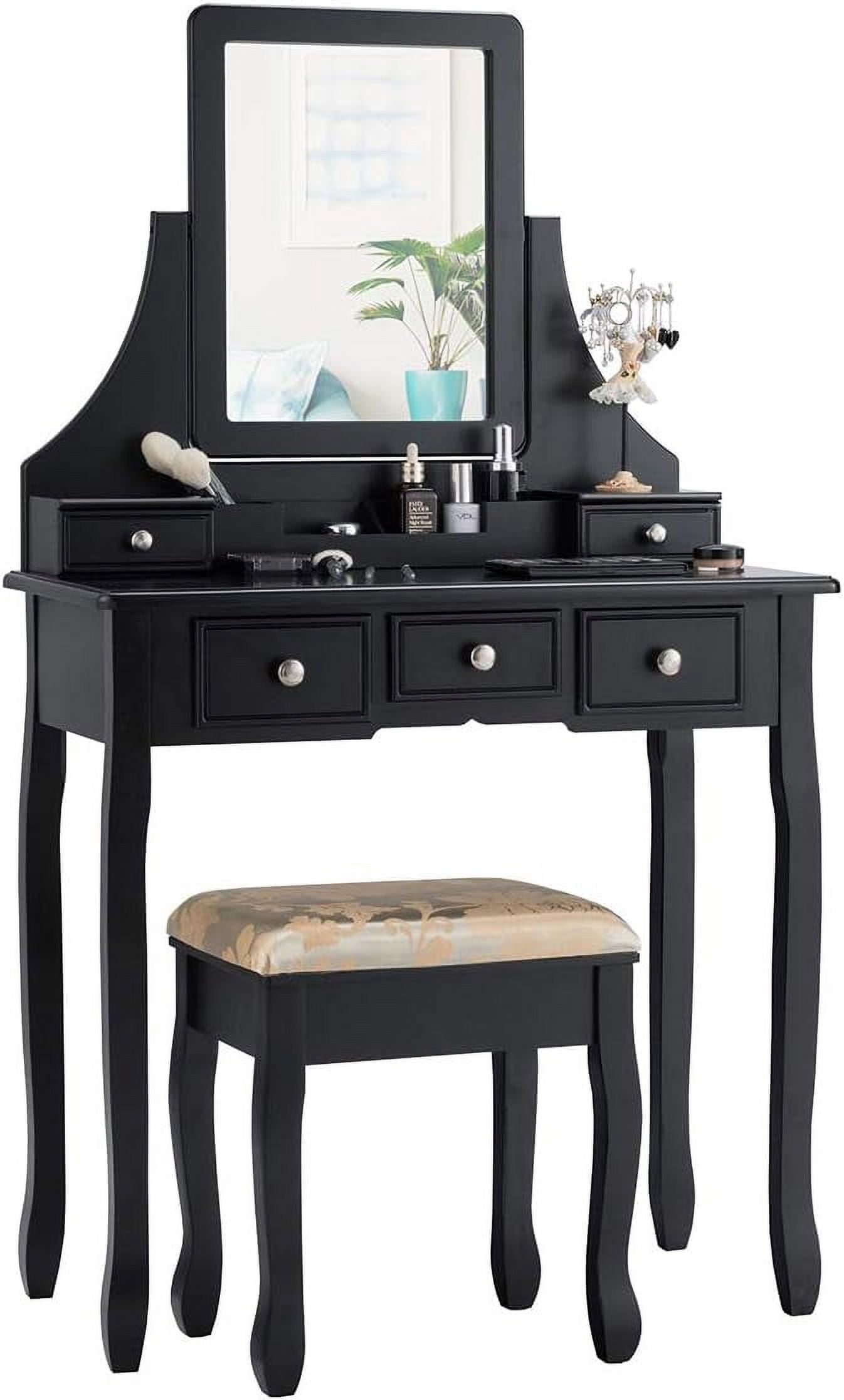 GloCart Makeup Vanity Table with Lighted Mirror, Vanity Desk with 10 ...