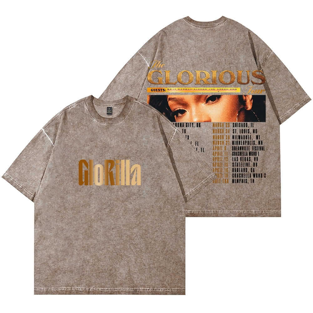 GloRilla The Glorious Tour 2025 Merch Wash T-Shirts Unisex HipHop ...