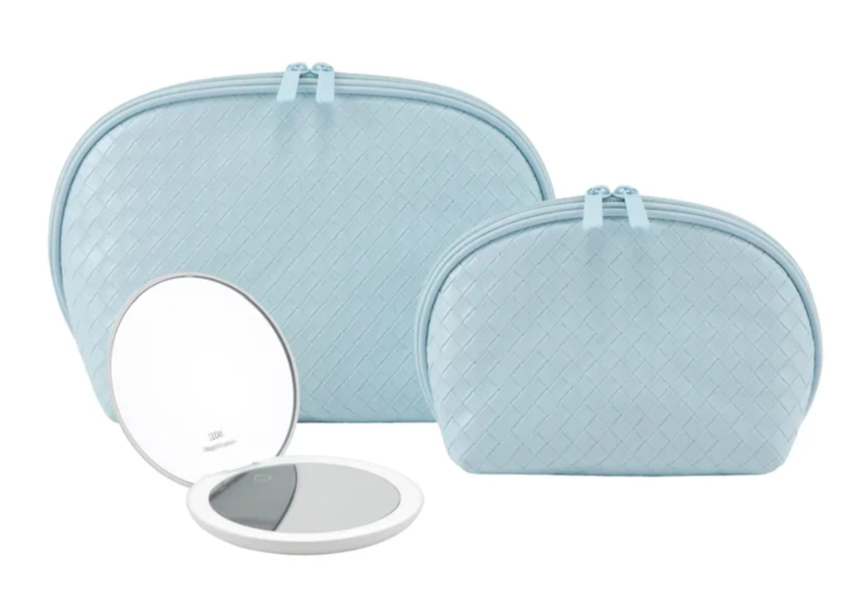 GloTech 2-pack Faux Leather Cosmetic Bags with Rechargeable Compact ...