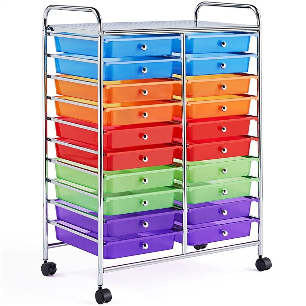 Gloaa 20 Drawers Rolling Storage Cart Multipurpose Movable Organizer ...
