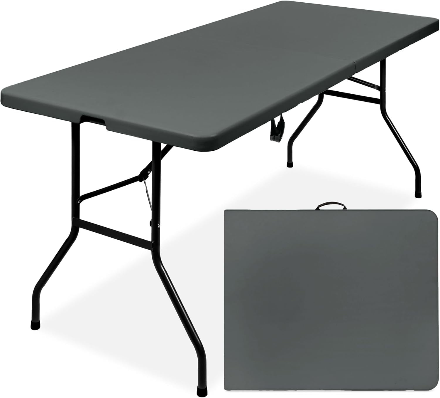 Gloaa 4ft Plastic Folding Table, Indoor Outdoor Heavy Duty Portable w ...