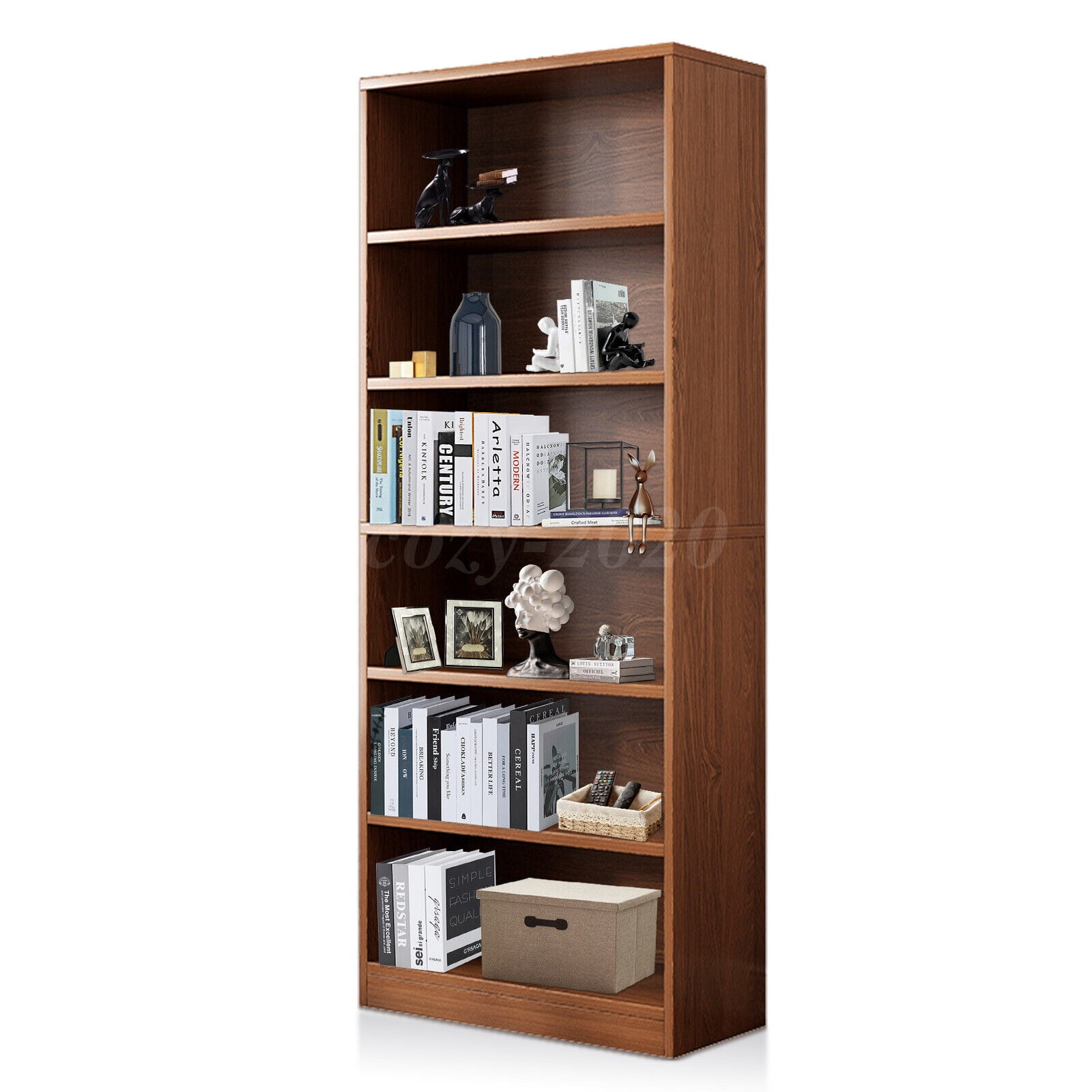 Gloaa Adjustable 6 - Shelf Wood Bookcase - Premium Storage Shelving ...