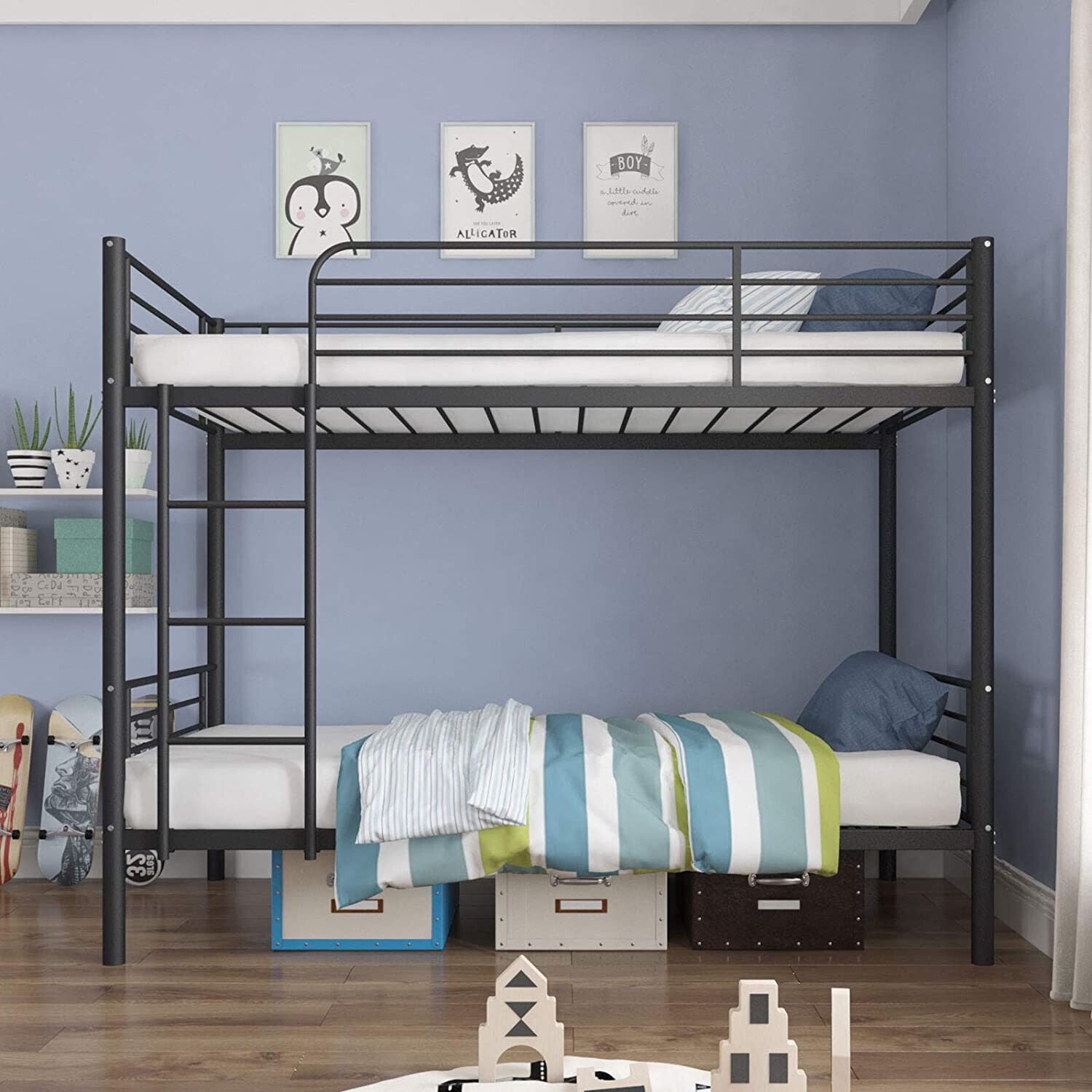 Gloaa Bunk Bed Twin Over Twin, Twin Bunk Beds with Removable Ladder ...